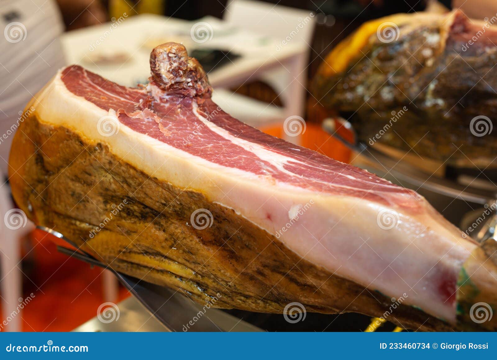 Raw Ham Leg Inside Cutting Holder Stock Photo - Image of inside ...