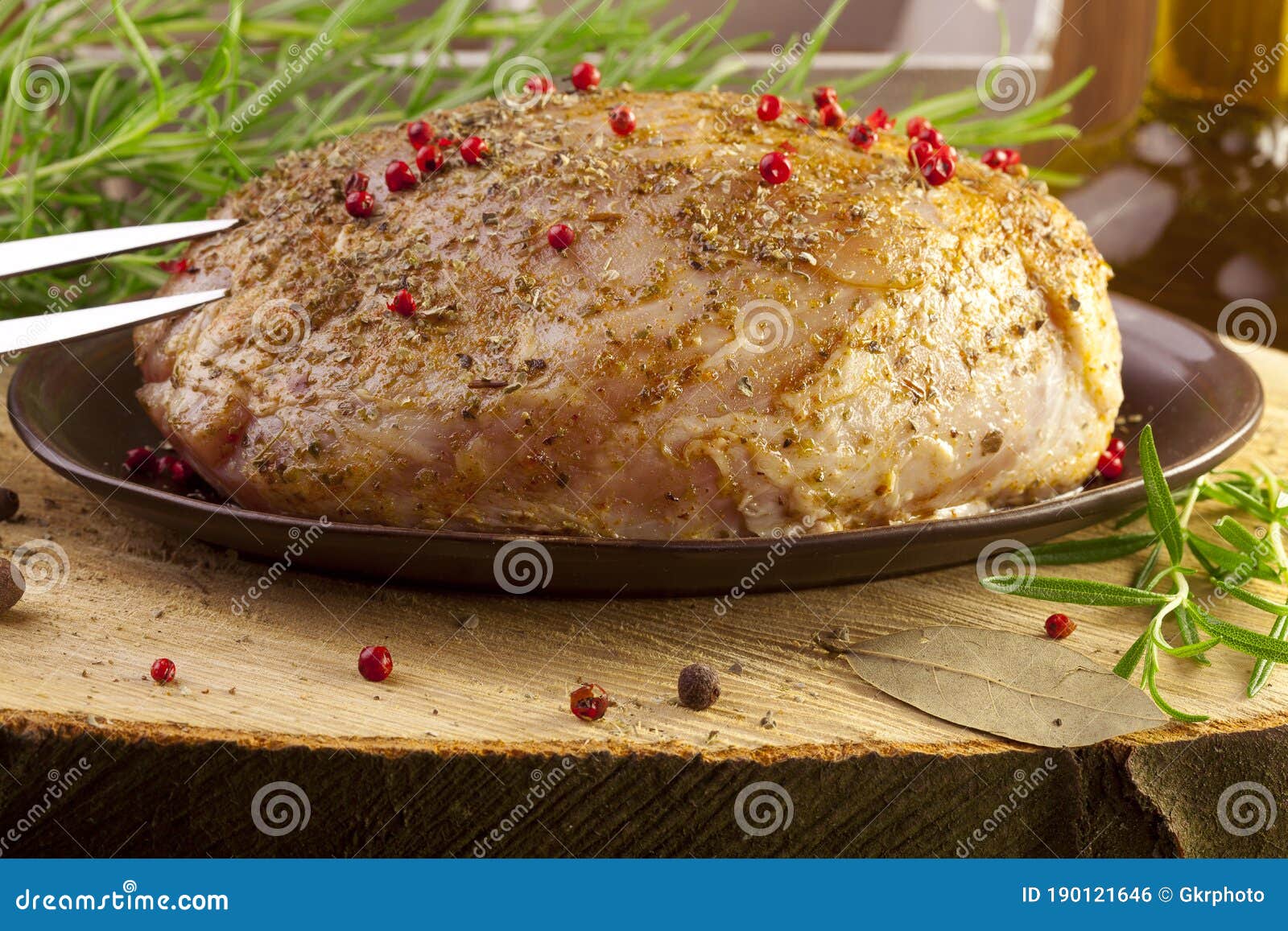Raw ham in marinade stock photo. Image of food, dried - 190121646