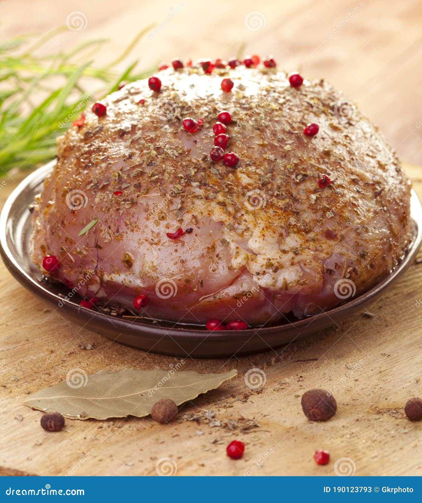 Raw ham in marinade stock image. Image of meal, dinner - 190123793