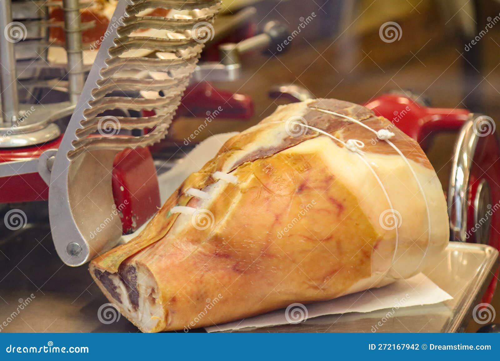 Raw Ham on a Slicing Machine- Stock Photo - Image of meat, food: 272167942