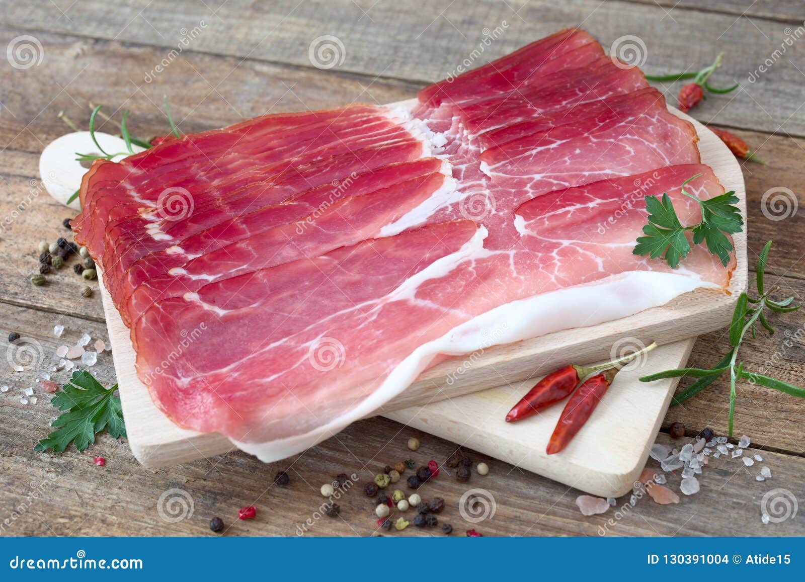 Raw ham stock photo. Image of sliced, forest, black - 130391004