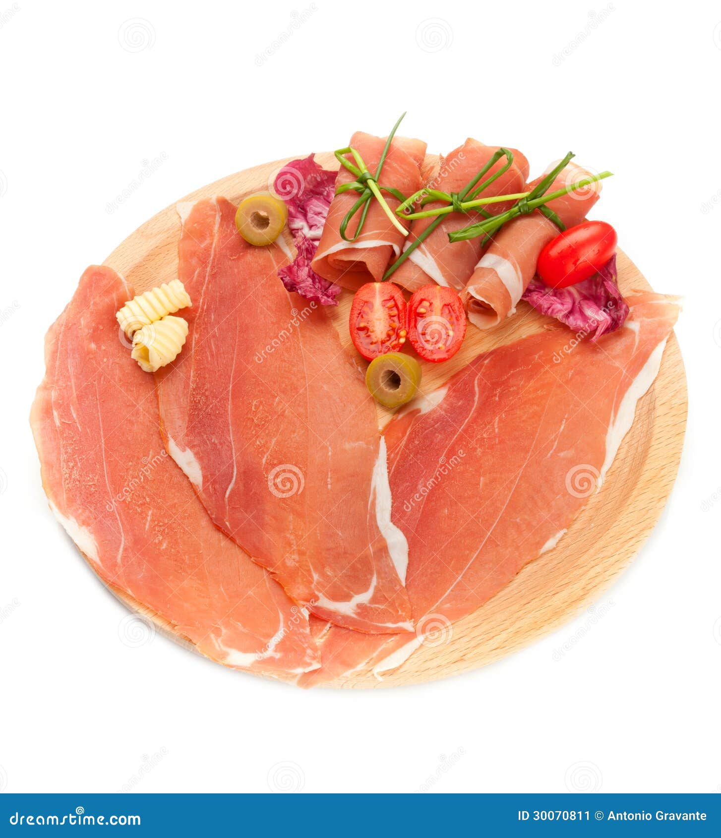 Raw ham stock image. Image of butter, farm, meat, slice - 30070811