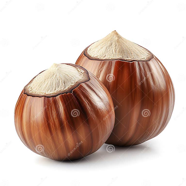 Raw Hazelnut Shell and Nut Detail on Bright White Surface Stock Image ...