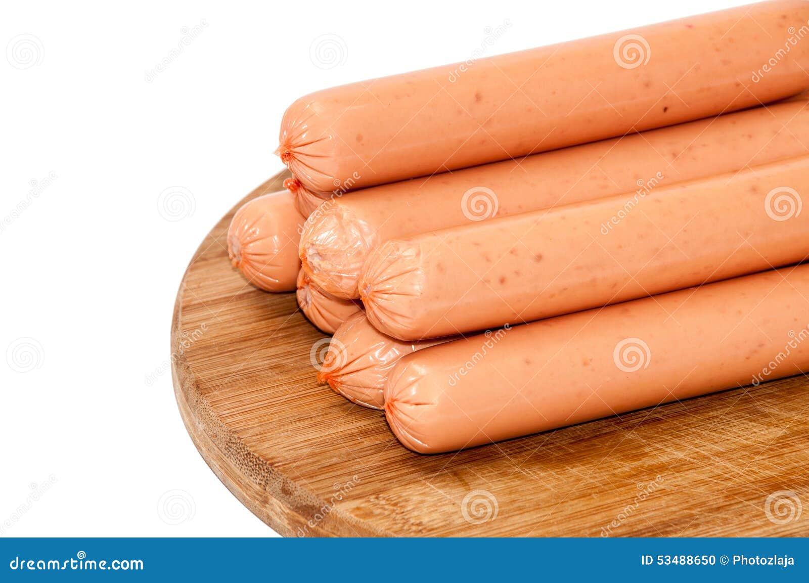 Raw Hot Dogs on a Wooden Board Stock Photo - Image of chicken, snack ...