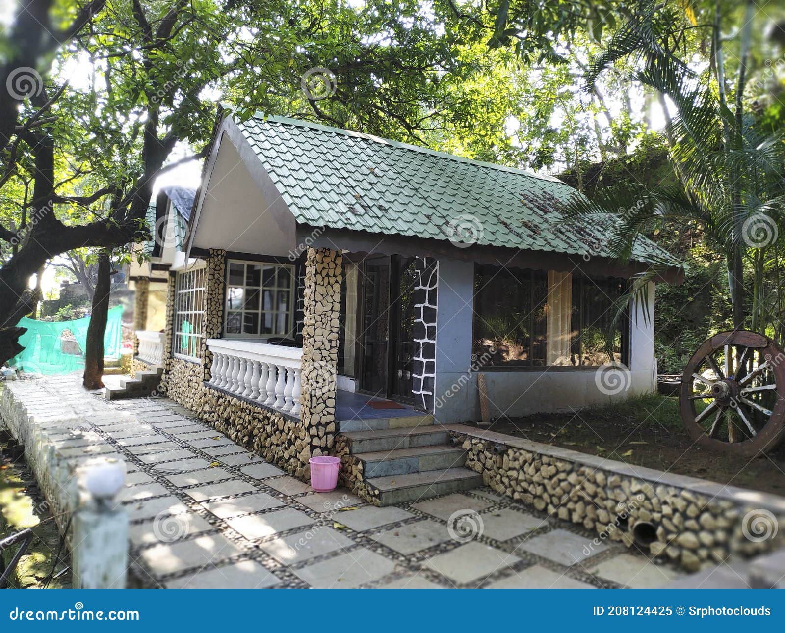 Raw House and Tree in Center of Village Stock Image - Image of float ...