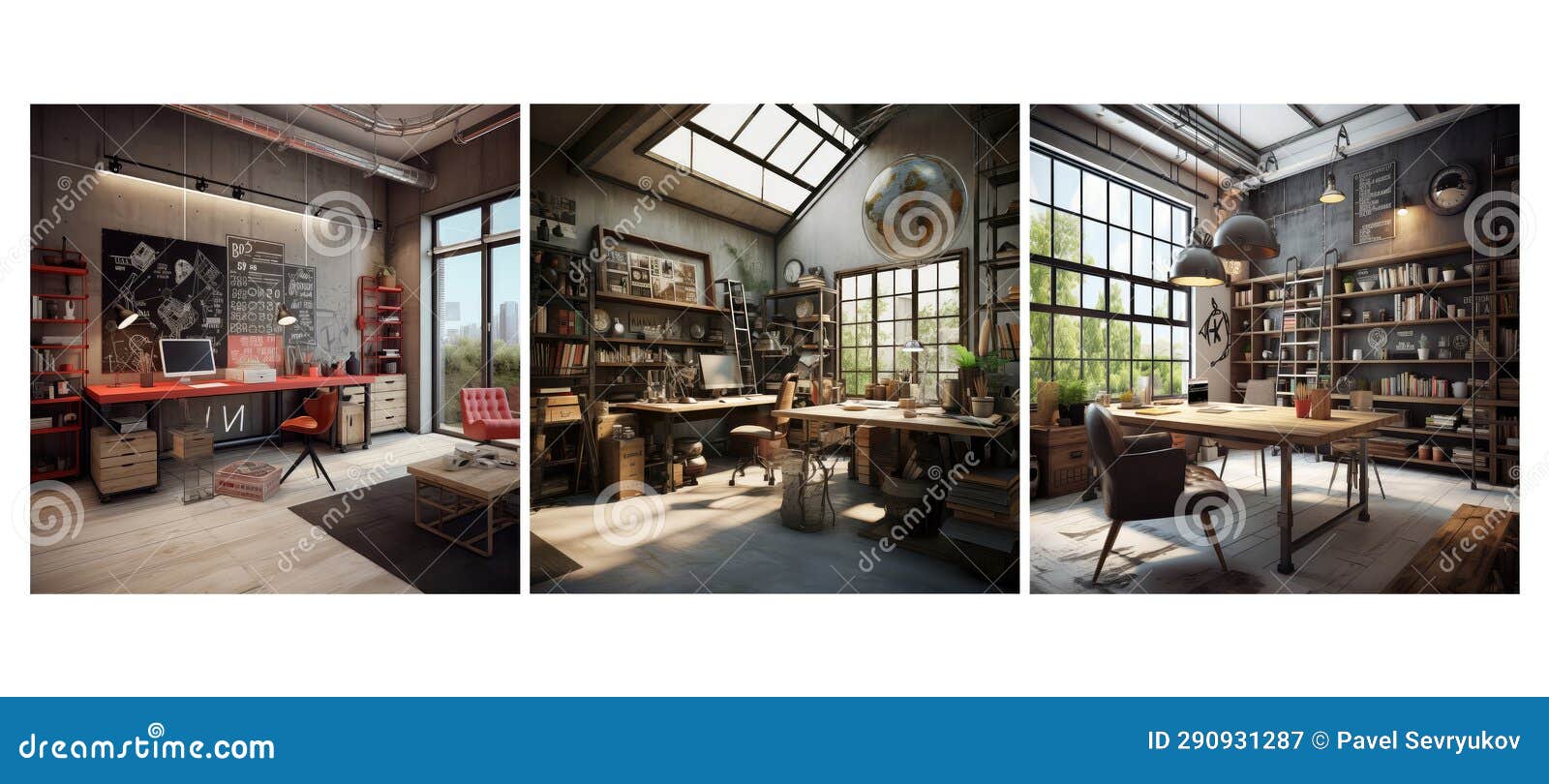 Raw Industrial Study Room Interior Design Ai Generated Stock Image ...