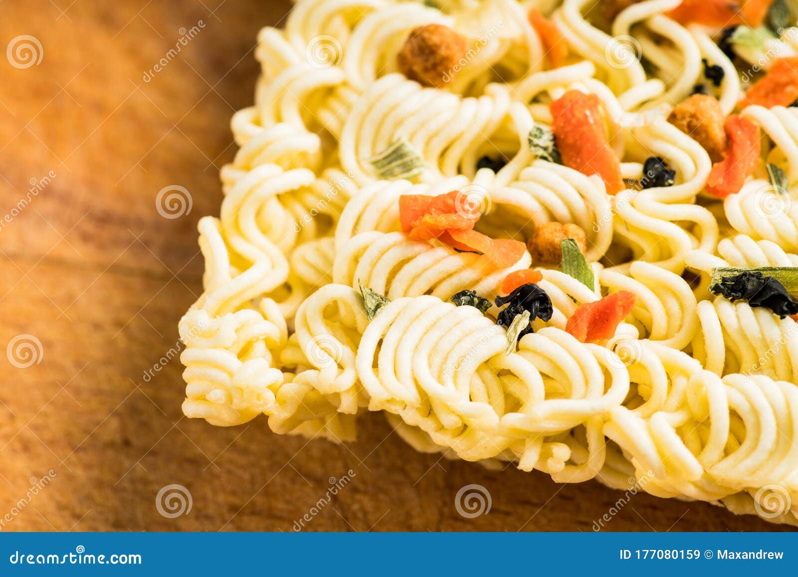 Raw Instant Noodles on the Rustic Background Stock Image - Image of ...