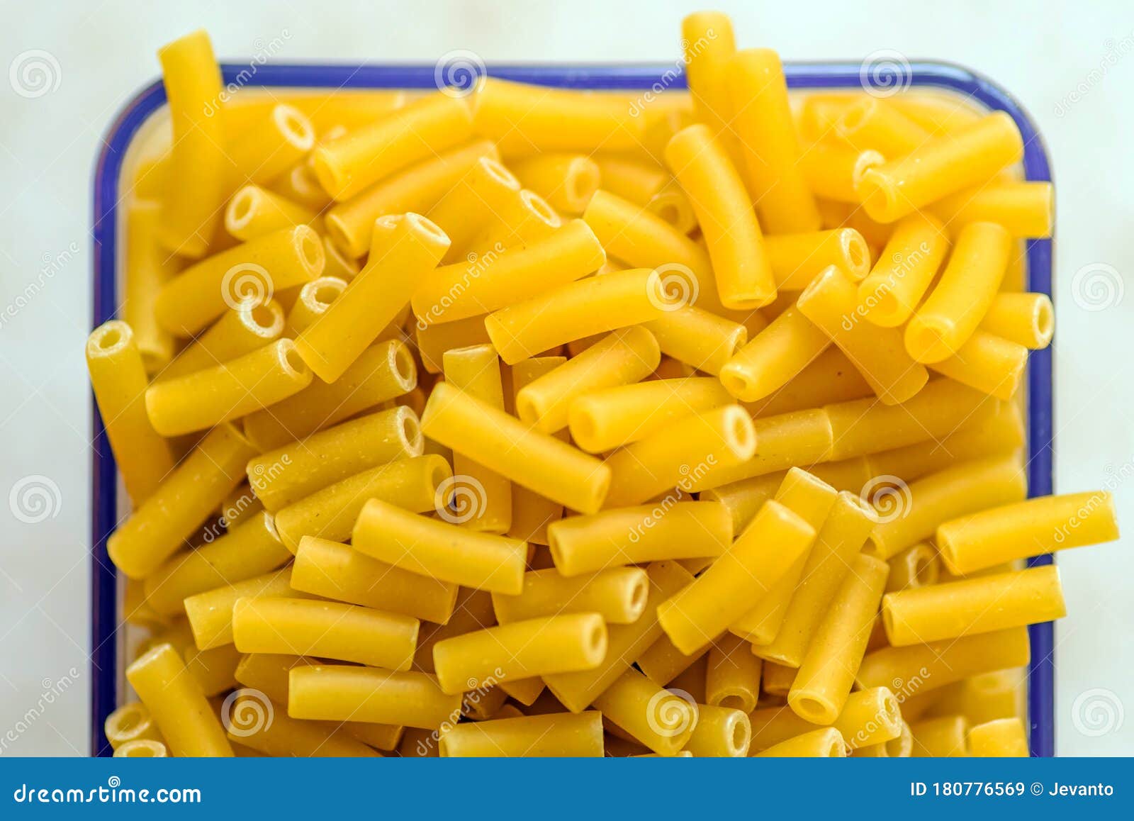 Raw Italian Macaroni Pasta Inside Clear Storage Container Stock Image ...