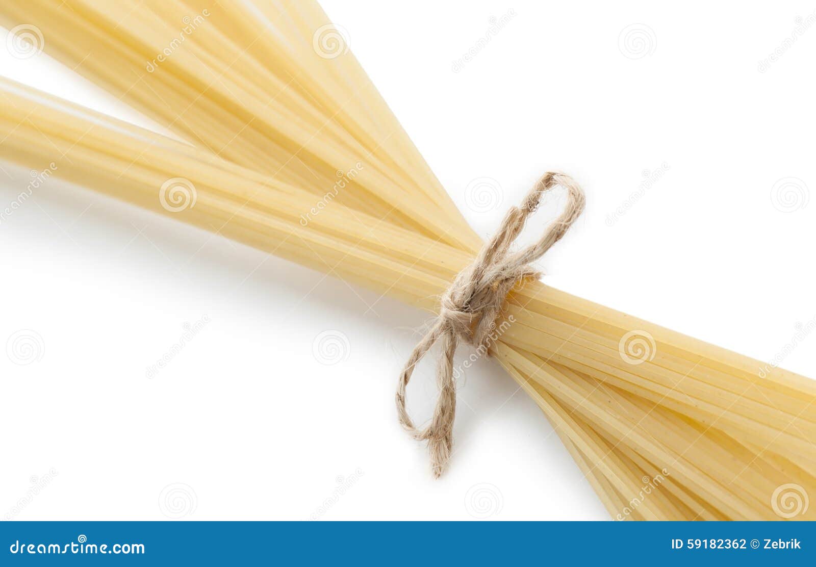 Raw Italian Spaghetti Tied with Rope. Isolated on White, Macro Stock ...