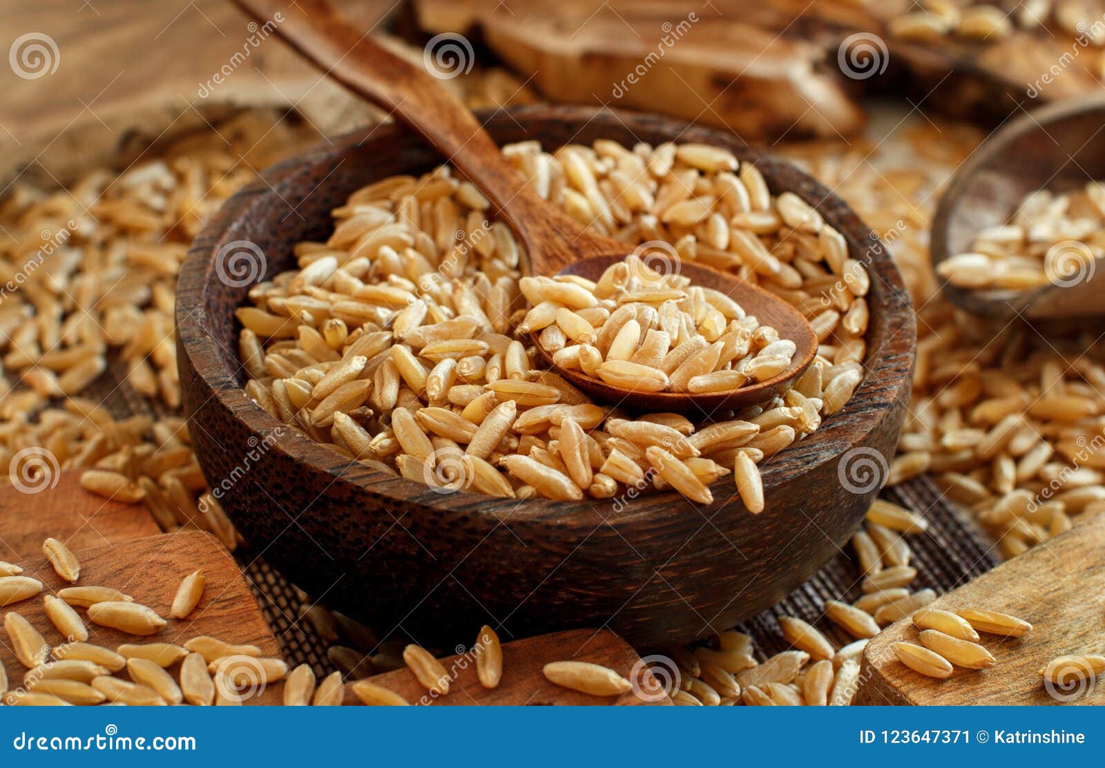 Raw Kamut Grain in a Wooden Bowl Stock Image - Image of dried, health ...