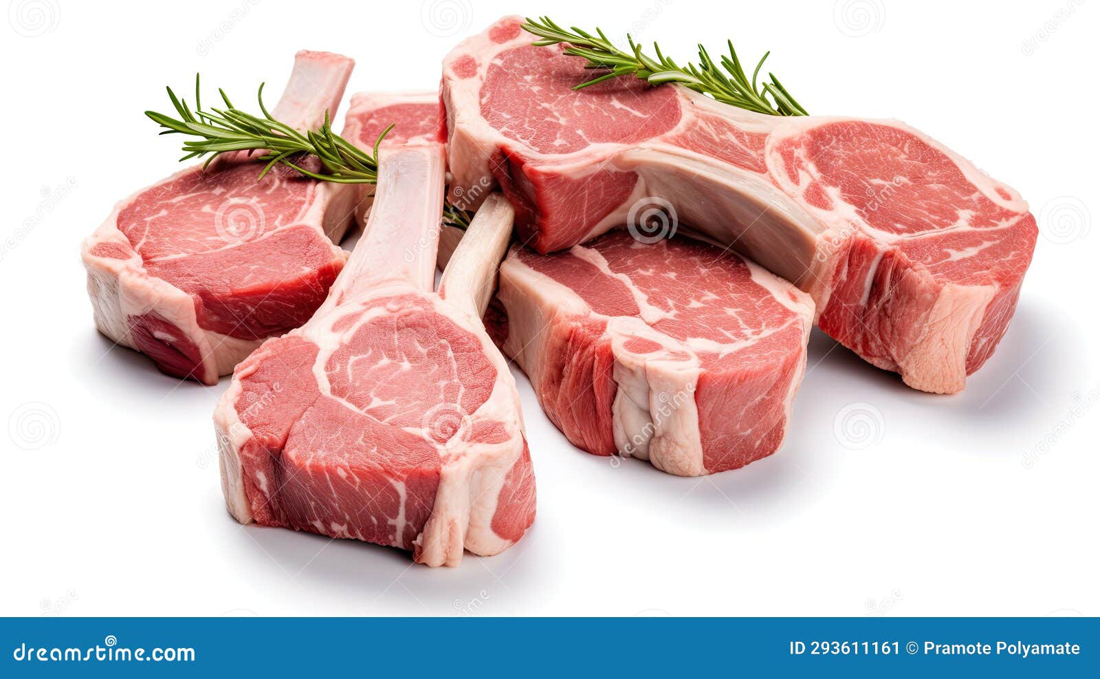 Raw Lamb Chops Isolated on White Background Stock Illustration ...