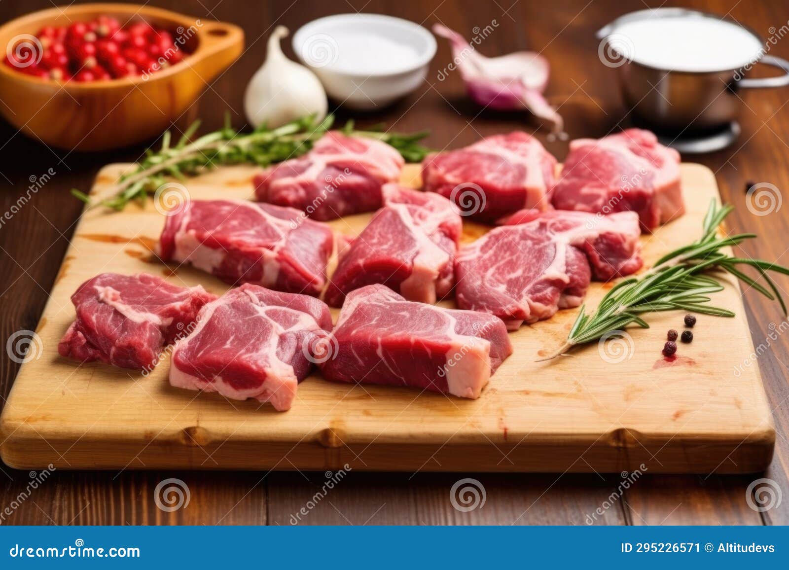 Raw Lamb Chops with Marked by a Clean Grill on a Board Stock Image ...