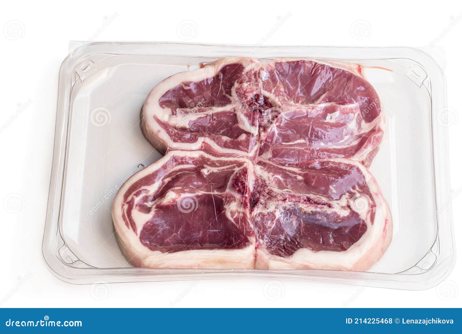 Raw Lamb Chops in Vacuum Package Isolated on White Stock Photo - Image ...