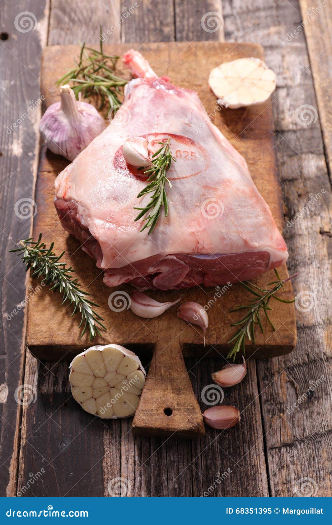 Raw lamb leg stock image. Image of herb, rosemary, cooking - 68351395