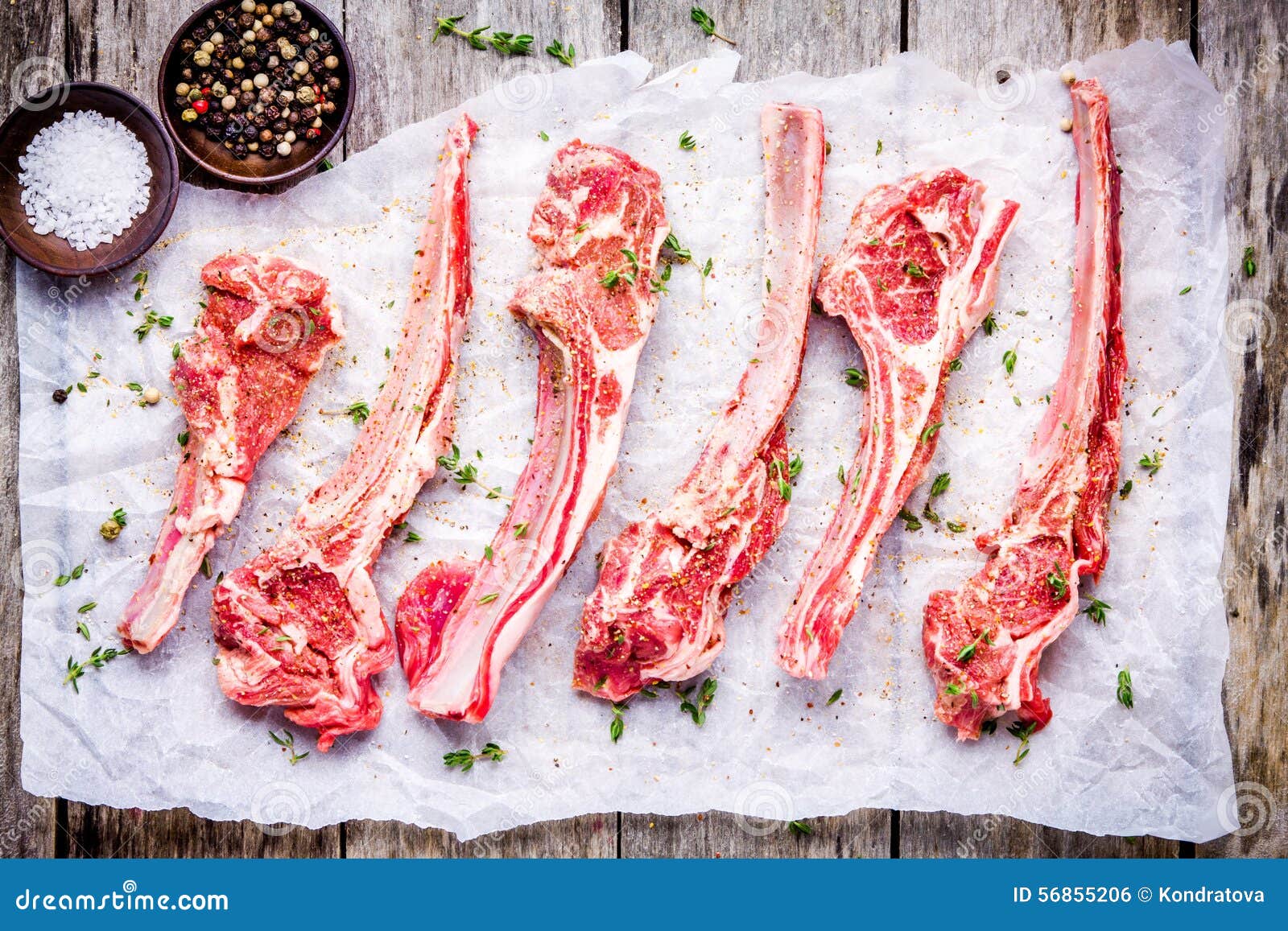 Raw lamb meat ribs stock photo. Image of bone, garlic - 56855206