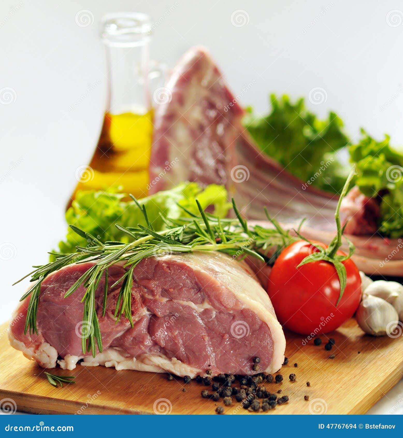 Raw lamb meat stock photo. Image of herb, dinner, meat - 47767694