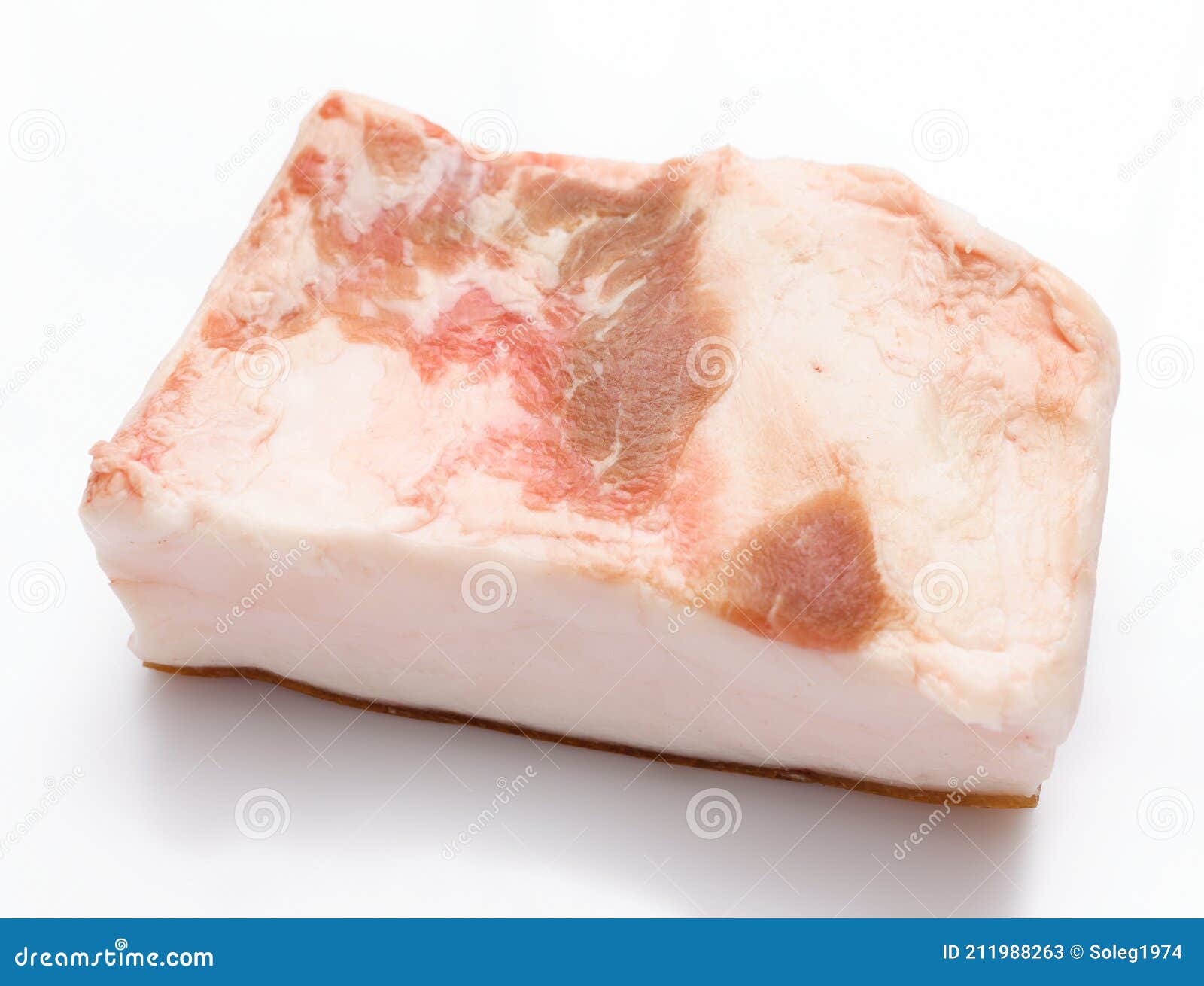 Raw Lard Piece on White Background, Pork Fat Stock Image - Image of ...