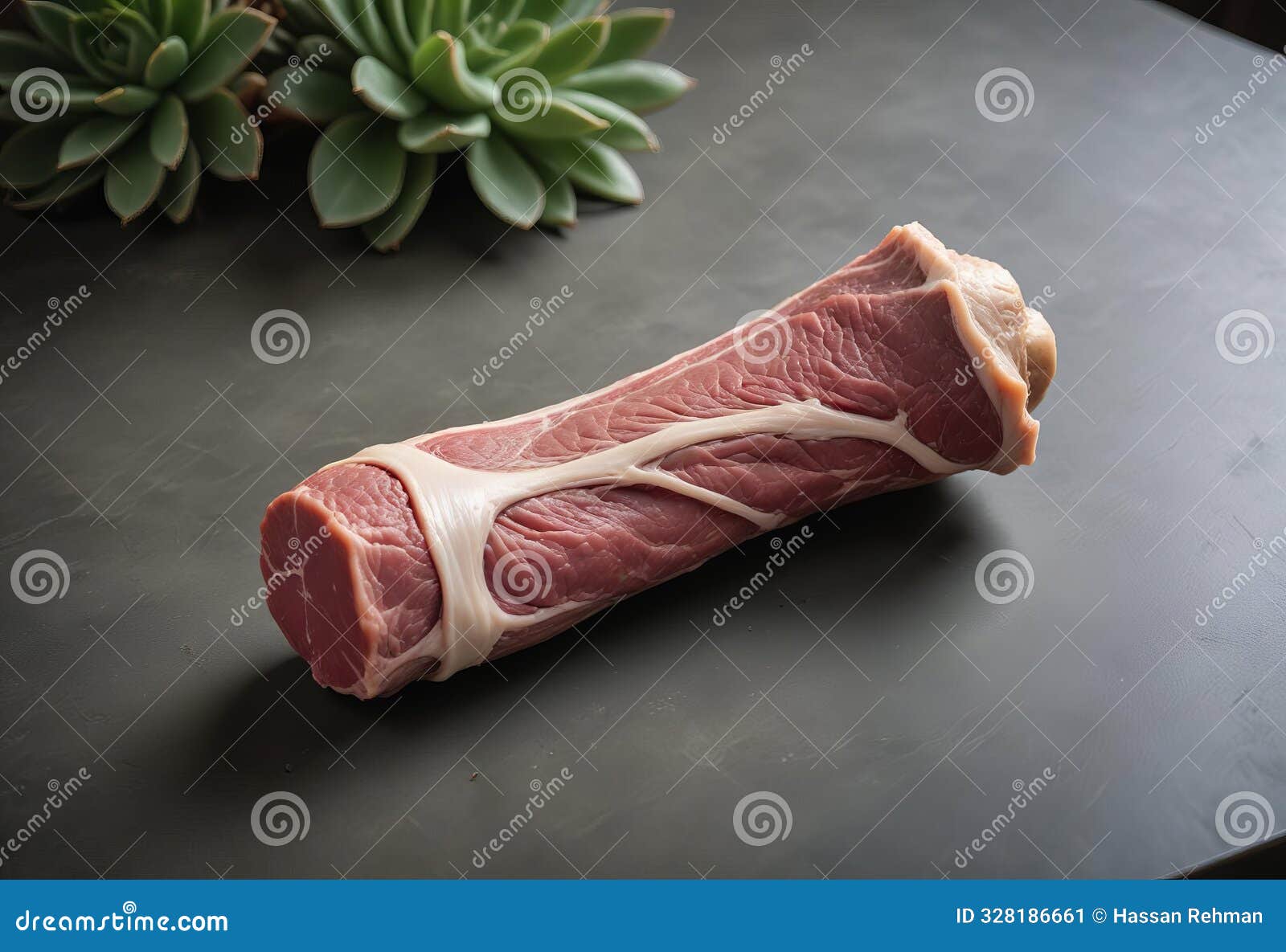 Raw Leg of Mutton with Big Bone on Kitchen Table Stock Illustration ...