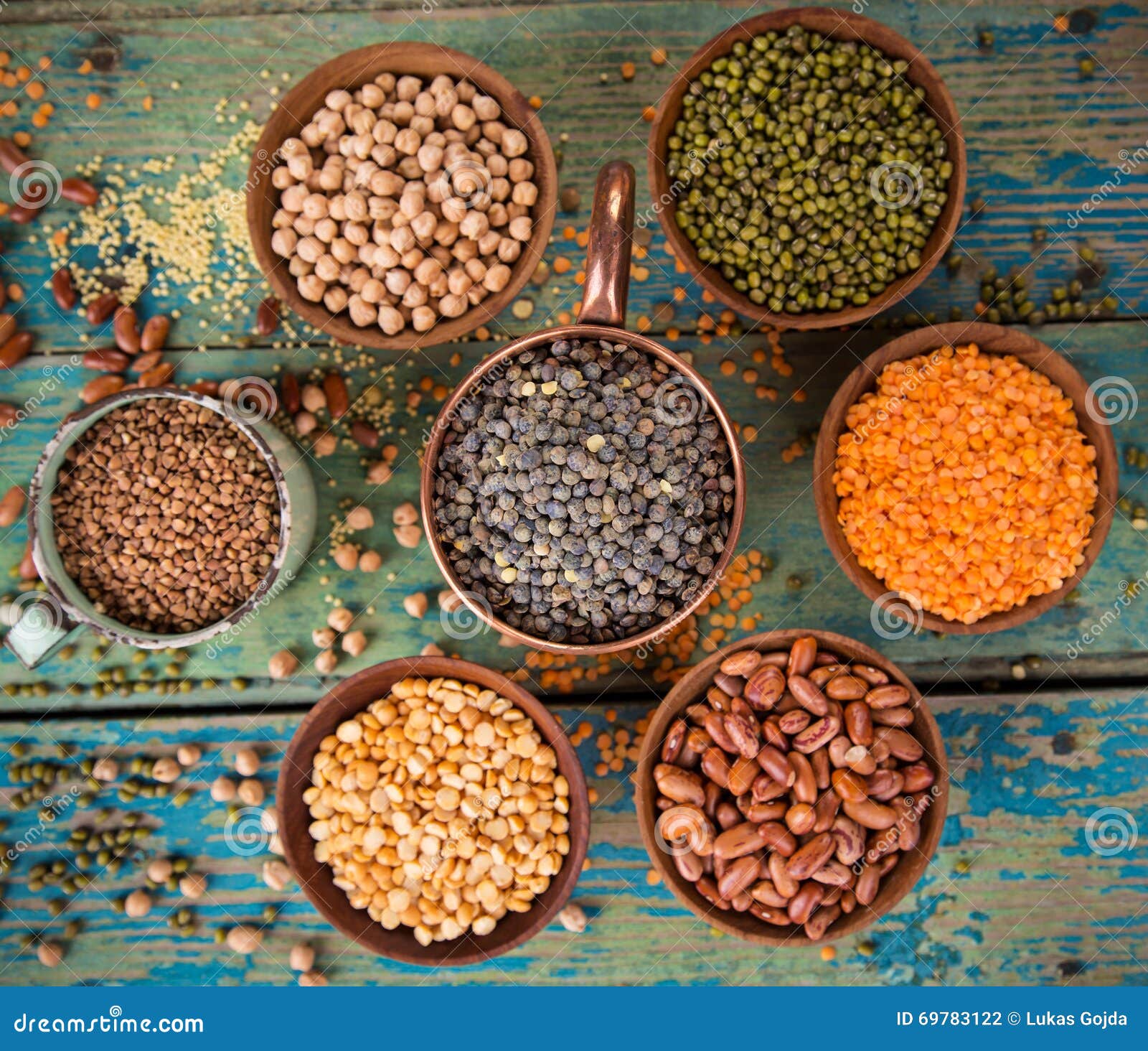 Raw Legume on Old Rustic Wooden Table. Stock Photo - Image of backdrop ...