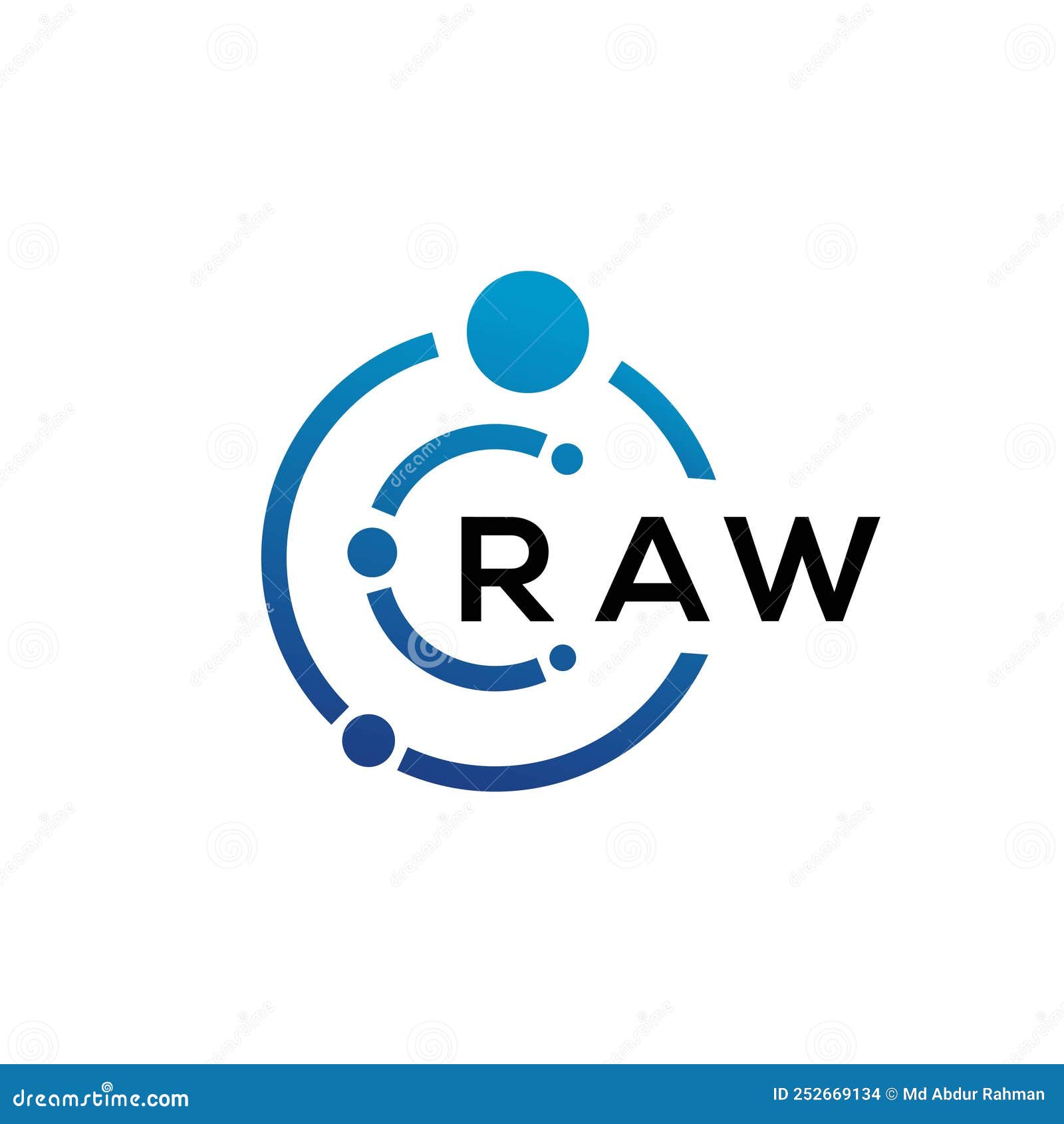 RAW Letter Technology Logo Design on White Background. RAW Creative ...