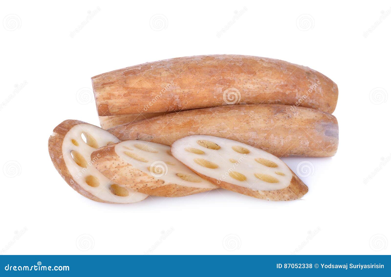 Raw Lotus Root on White Background Stock Photo - Image of spot ...