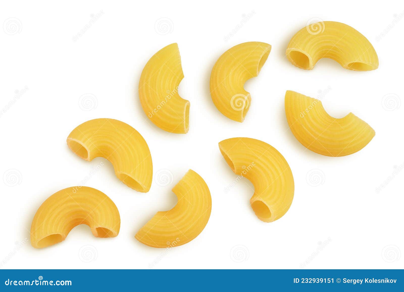 Raw Macaroni Pasta Isolated on White Background with Clipping Path and ...