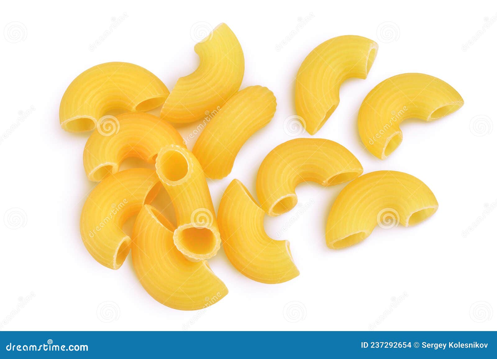 Raw Macaroni Pasta Isolated on White Background with Clipping Path and ...