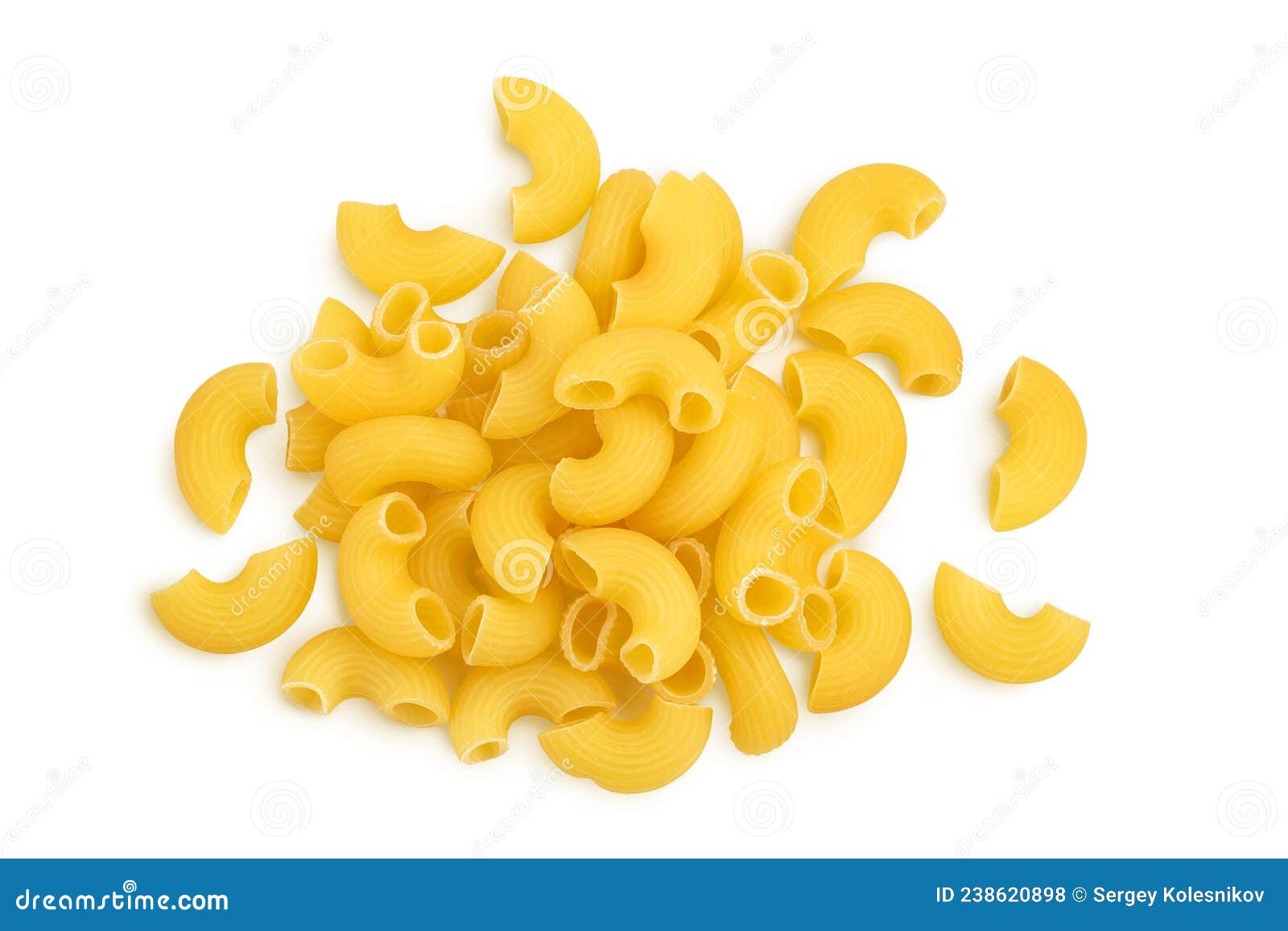 Raw Macaroni Pasta Isolated on White Background with Clipping Path and ...