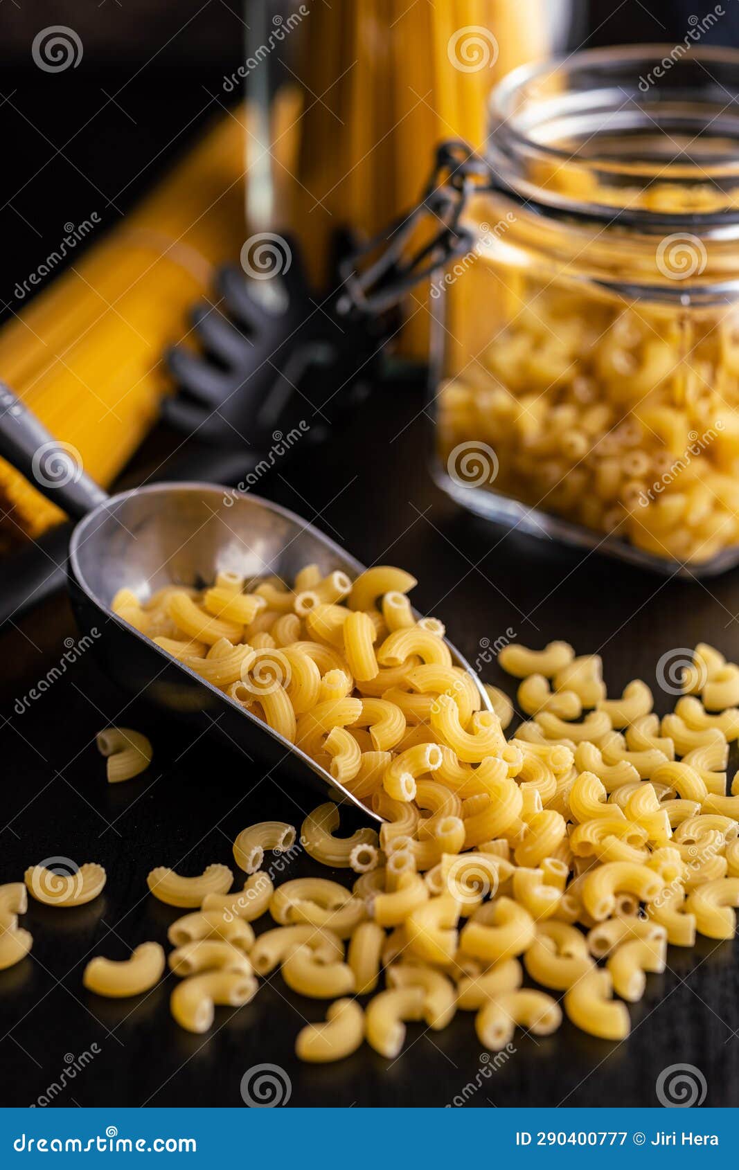 Raw Macaroni Pasta in Scoop. Uncooked Rigatoni Stock Image - Image of ...
