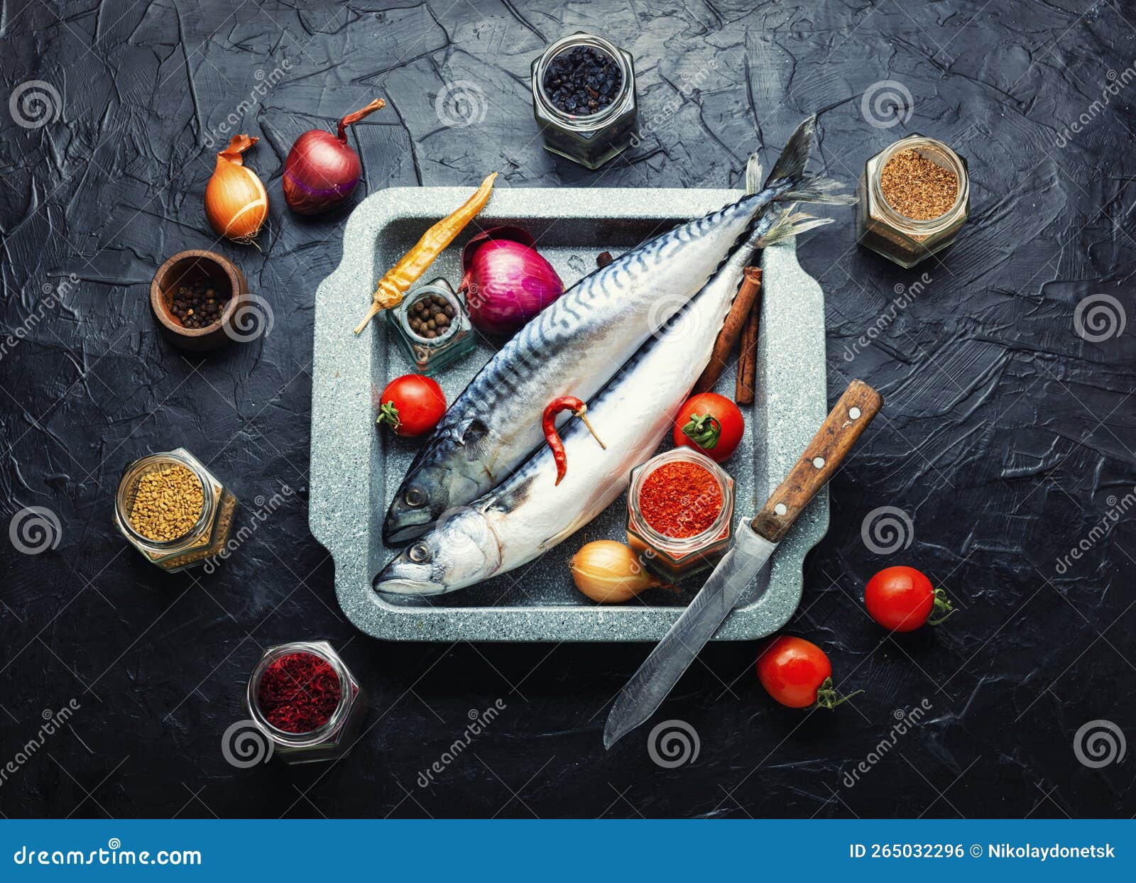 Fresh, raw mackerel fish stock photo. Image of nutrition - 265032296
