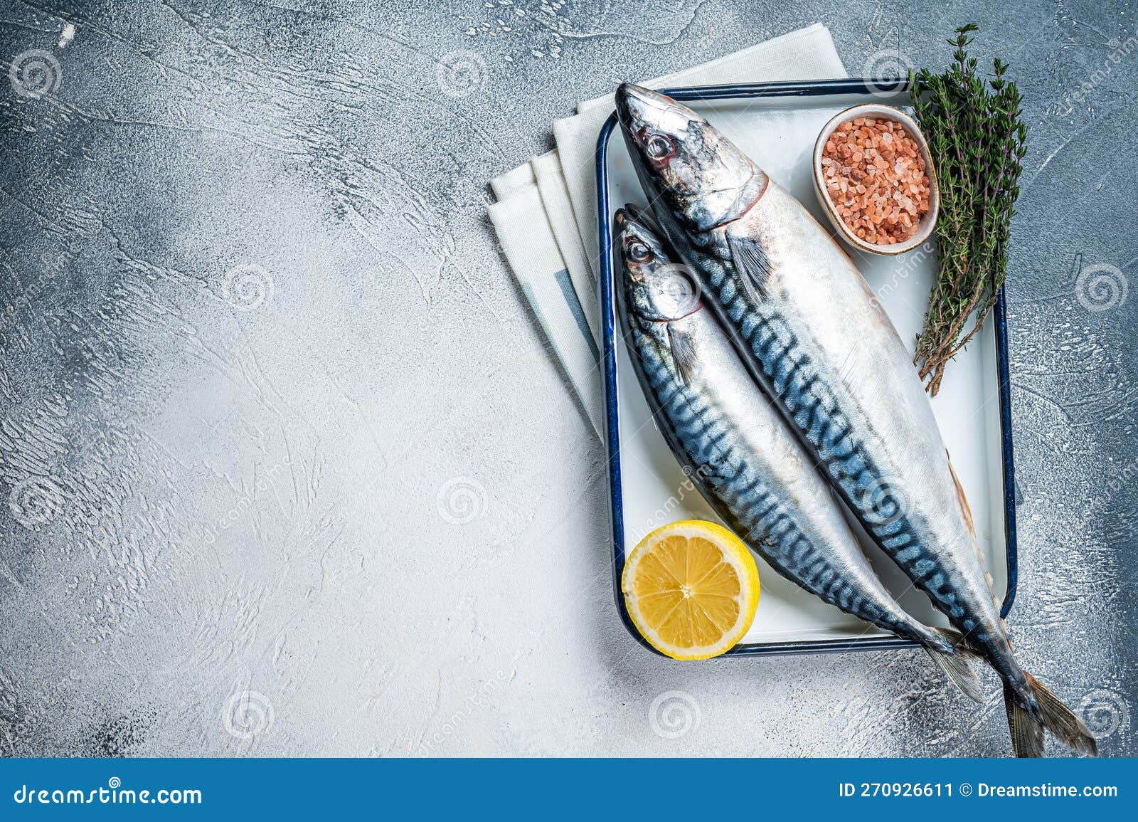 Raw Mackerel Scomber Fish with Ingredients for Cooking in Baking Dish ...