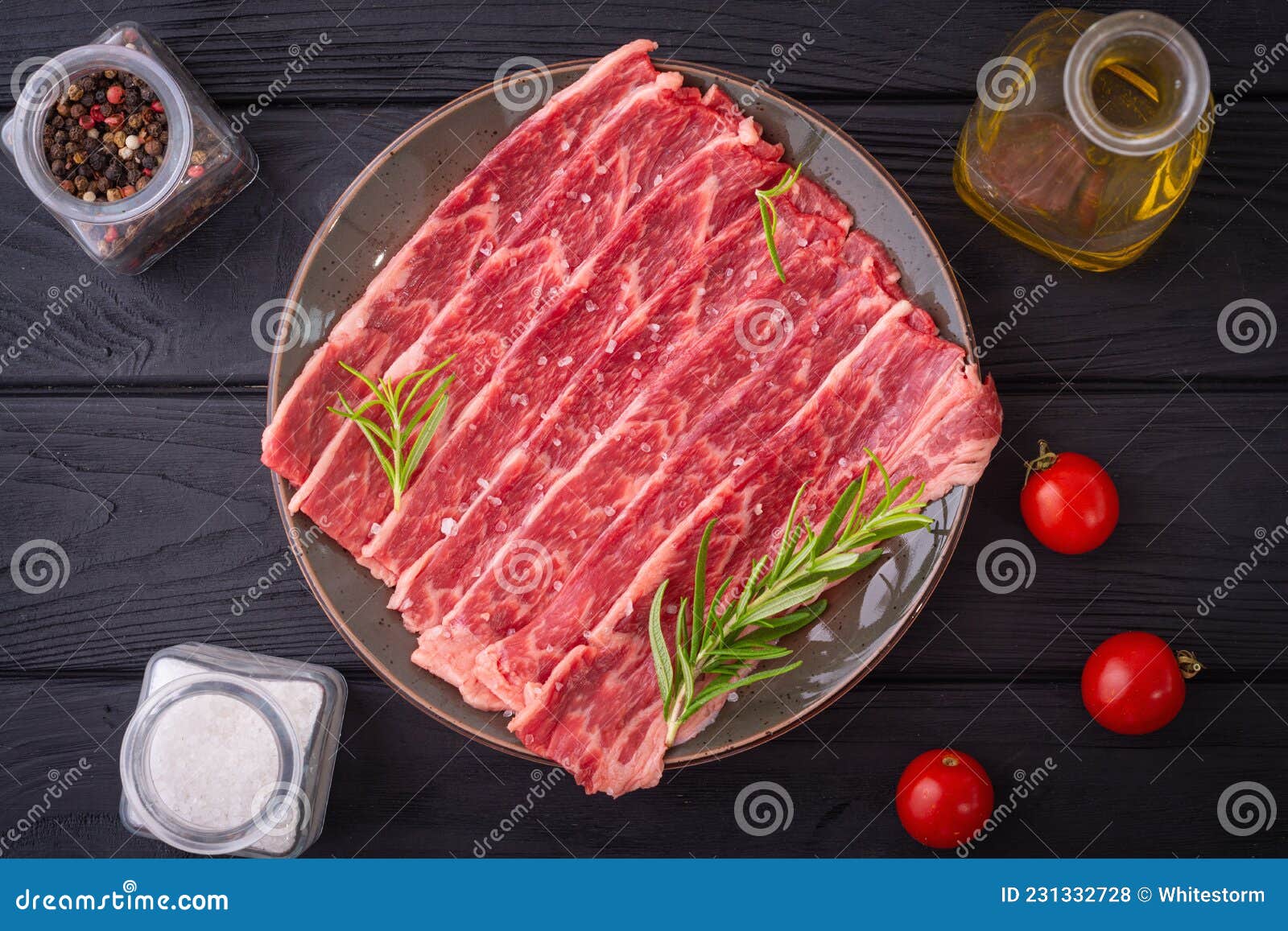 Raw Marble Beef Bacon of Black Angus Stock Photo - Image of dinner ...