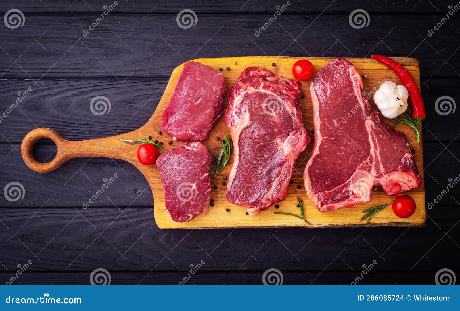 Raw Marble Beef ( Black Angus ) on Board Stock Photo - Image of roast ...