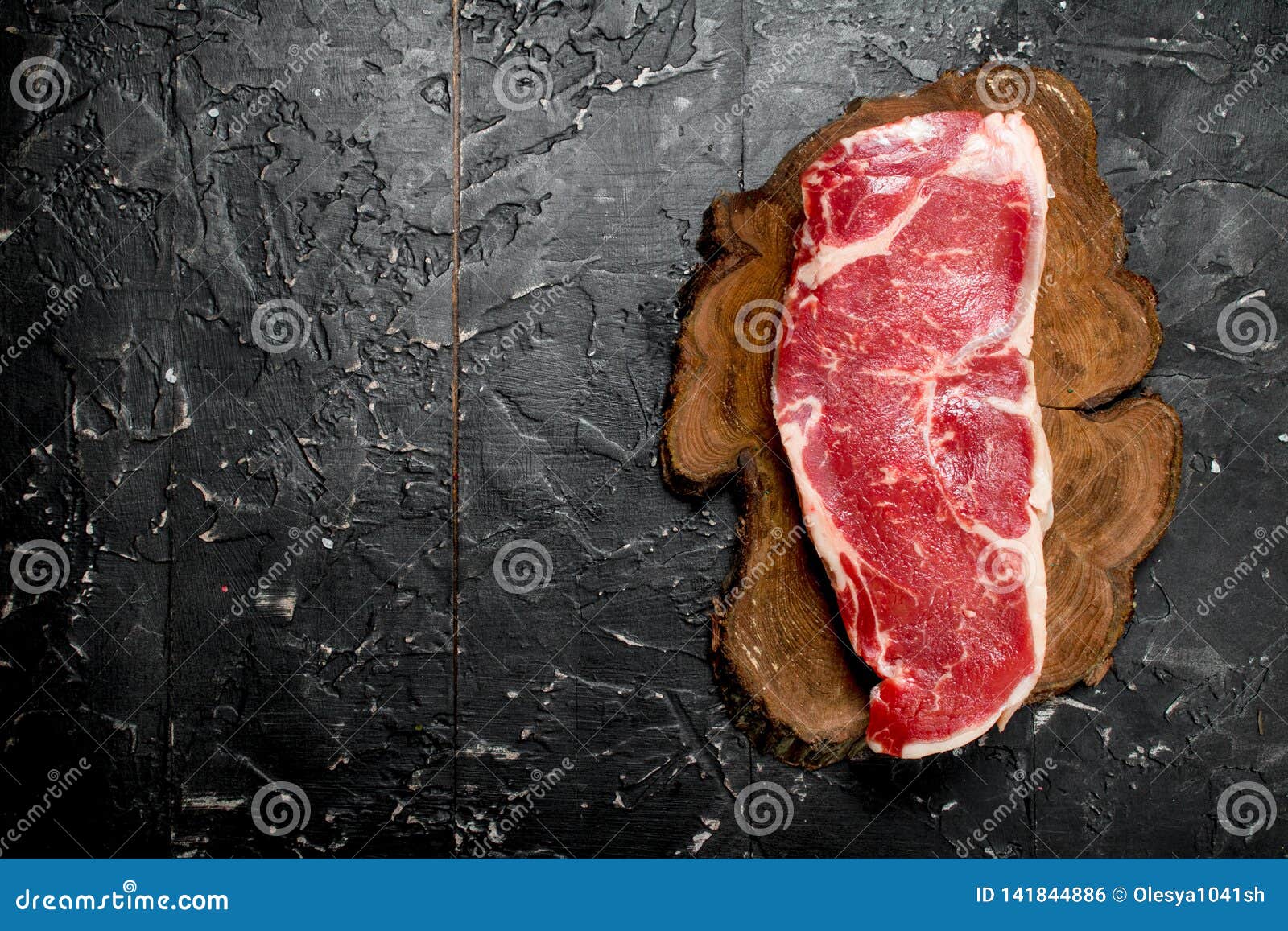 Raw Marbled Beef Steak on the Board Stock Photo - Image of rosemary ...