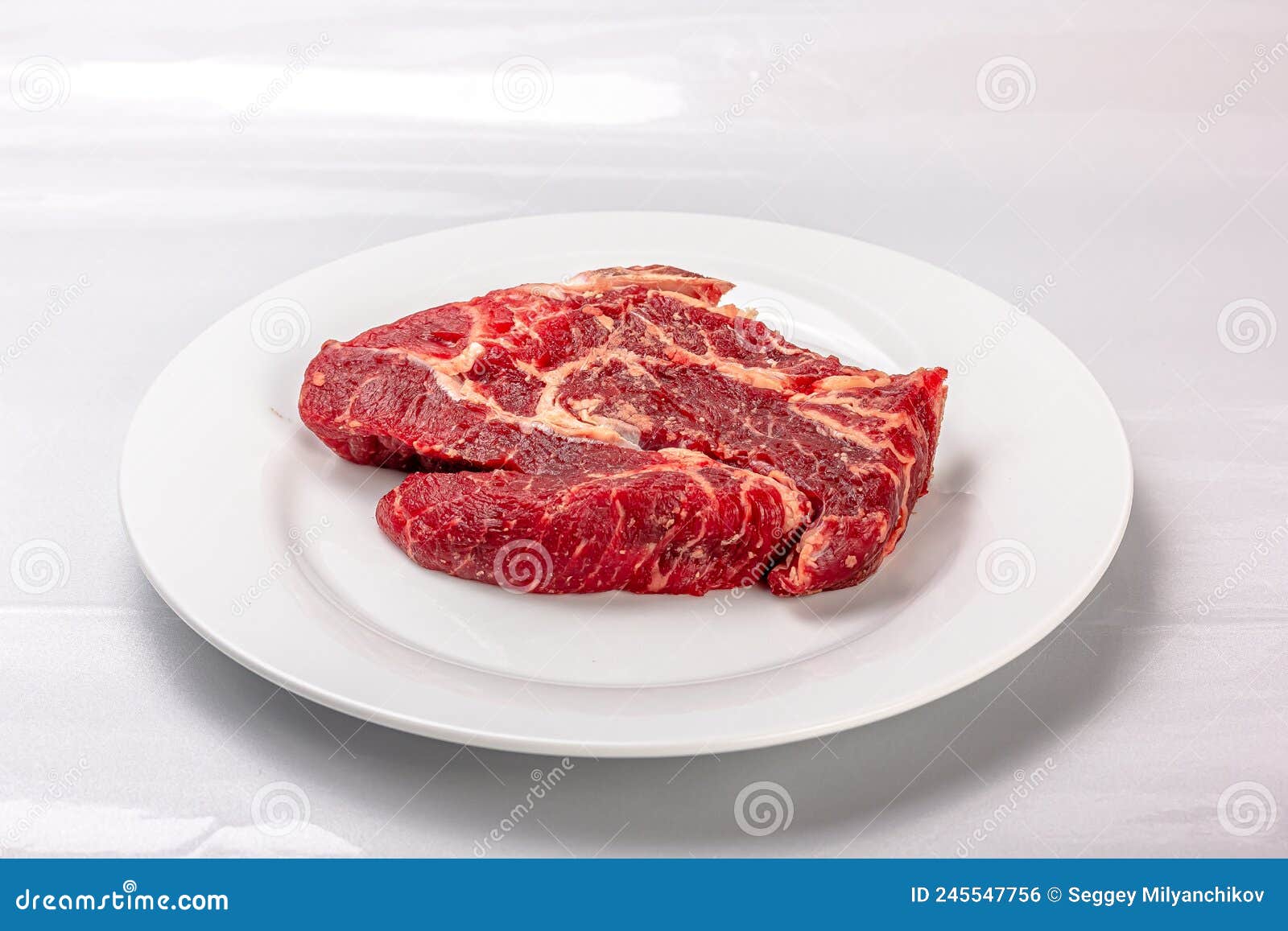 Raw Marbled Beef on a a White Background Stock Photo - Image of diet ...