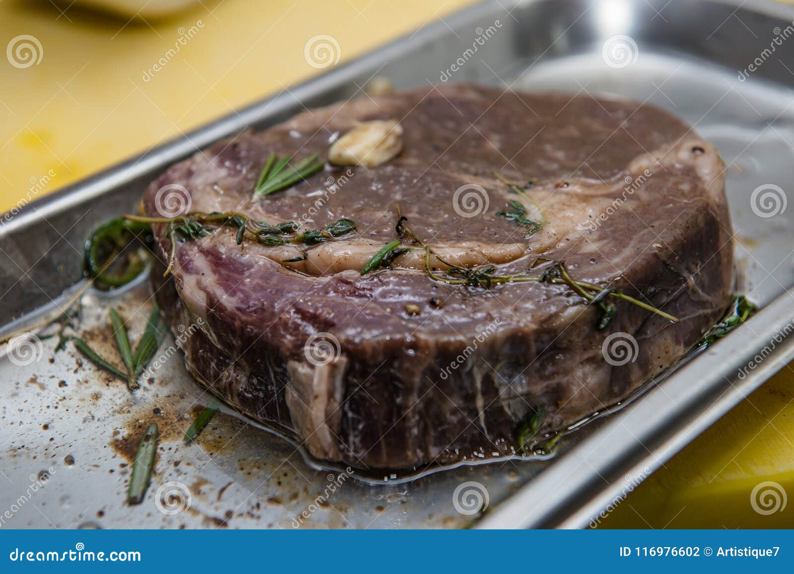 Raw Marbled Meat of Ribeye Steak Stock Photo - Image of cook, pepper ...