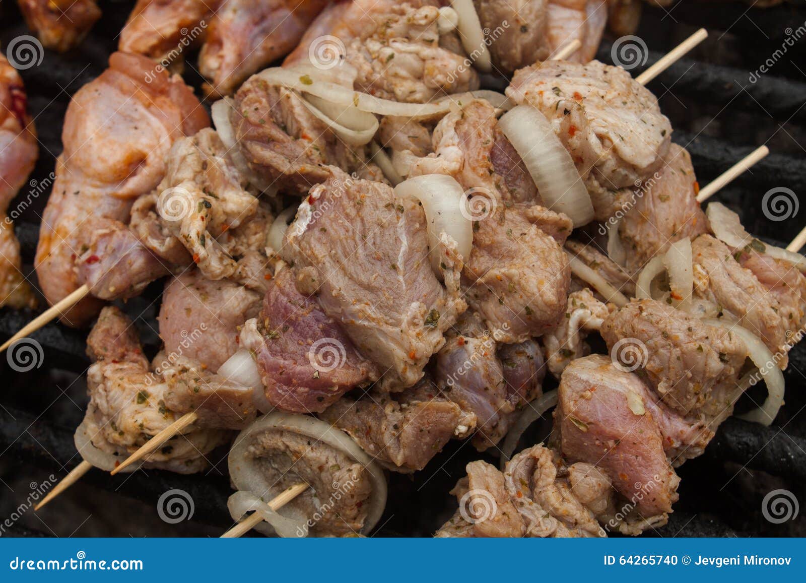 Raw Marinaded Bbq Meat Prepared for Grill Stock Photo - Image of pincho ...