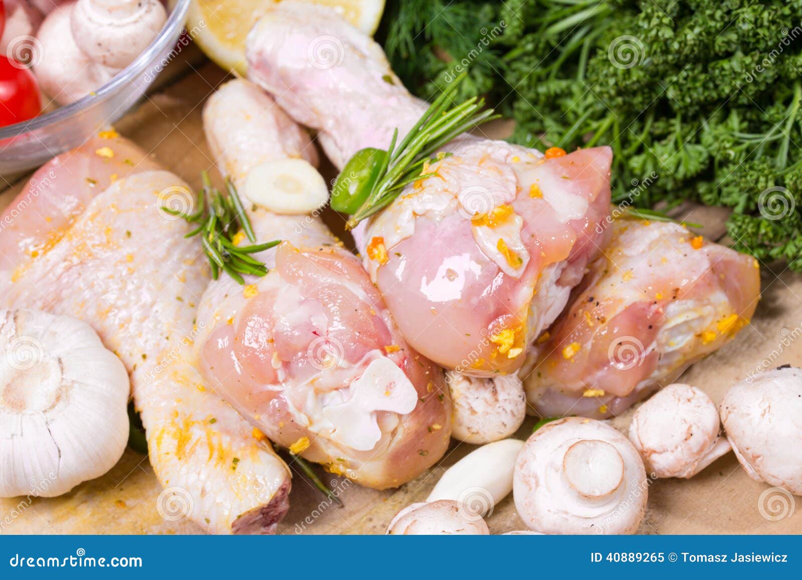 Raw Marinated Chicken with Fresh Vegetables Stock Image - Image of ...