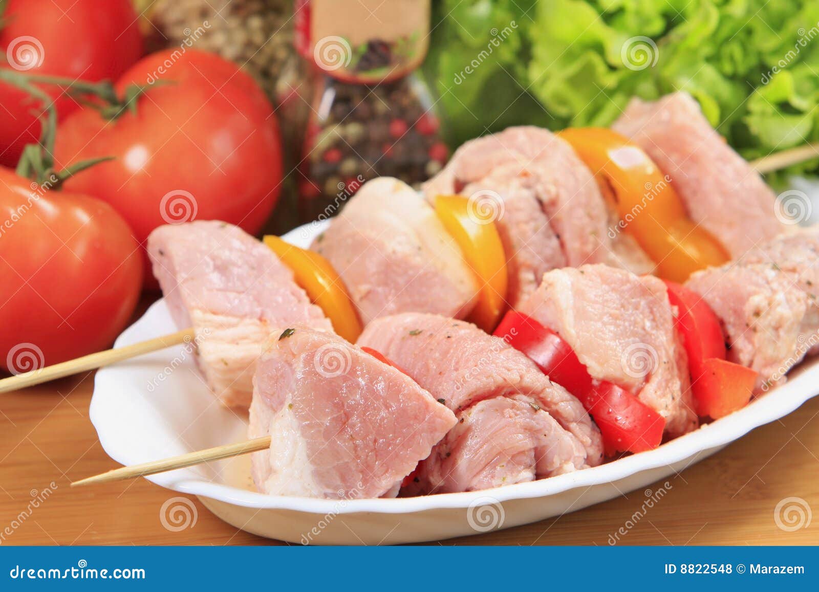 Raw marinated meat stock photo. Image of plate, tomato - 8822548