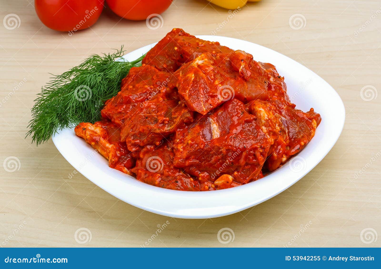 Raw marinated meat for bbq stock image. Image of butcher - 53942255