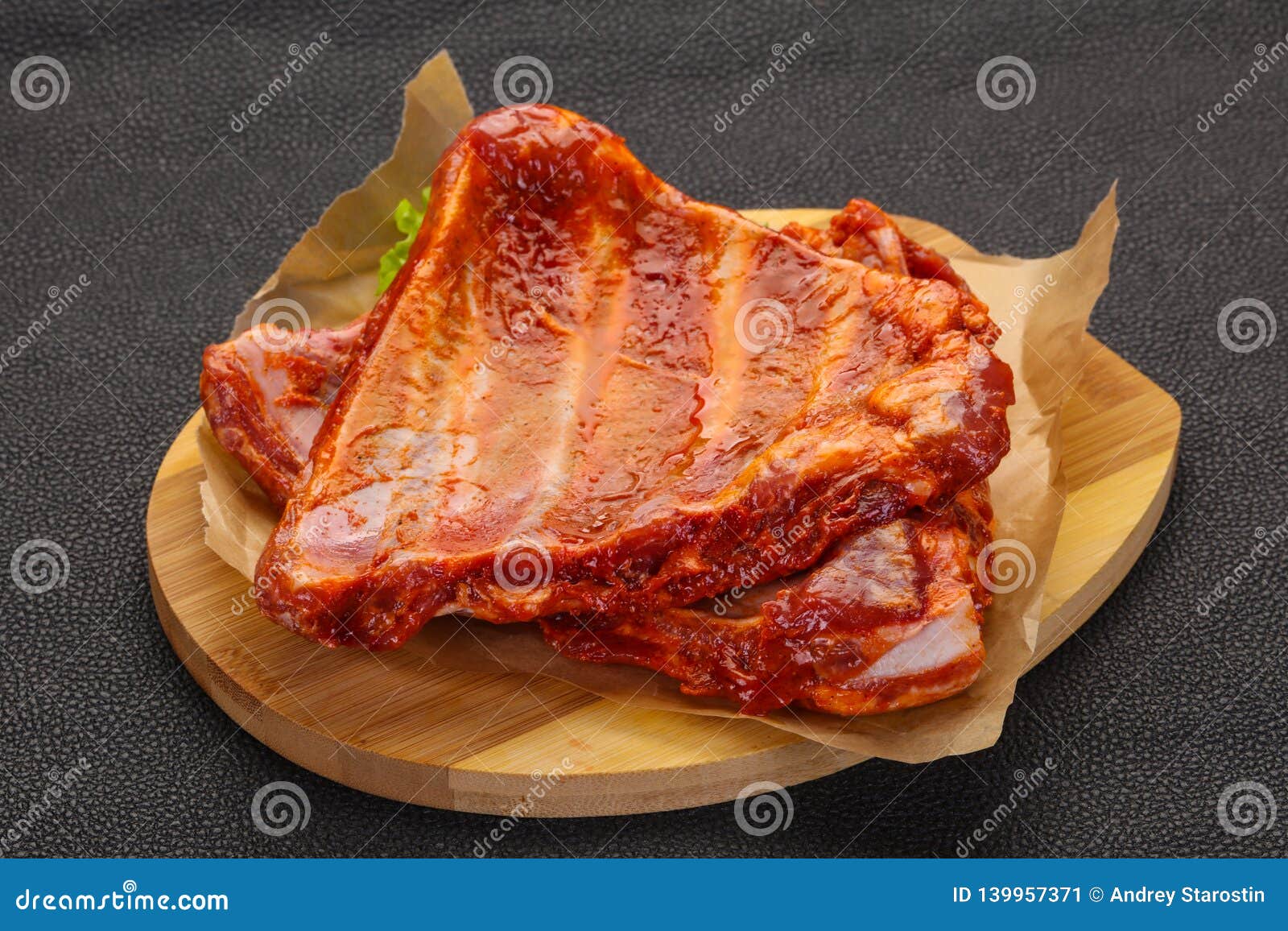 Raw marinated pork ribs stock image. Image of restaurant - 139957371