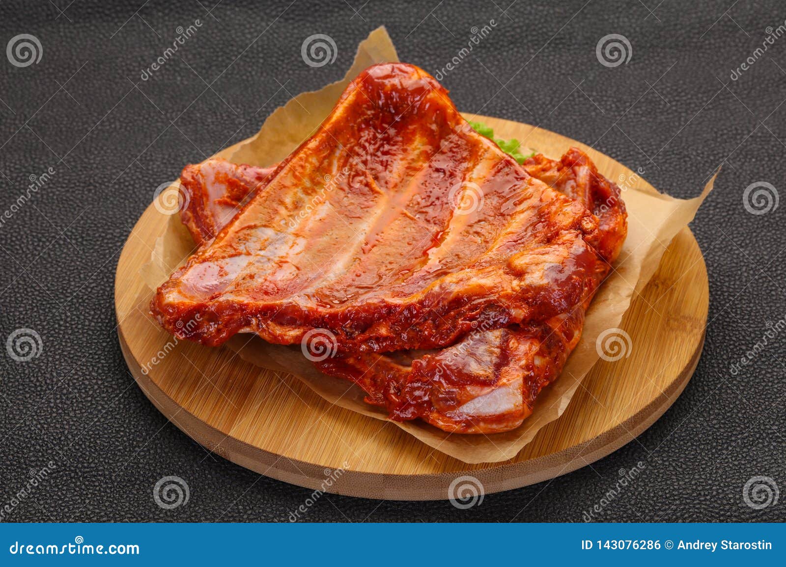 Raw marinated pork ribs stock photo. Image of muscle - 143076286