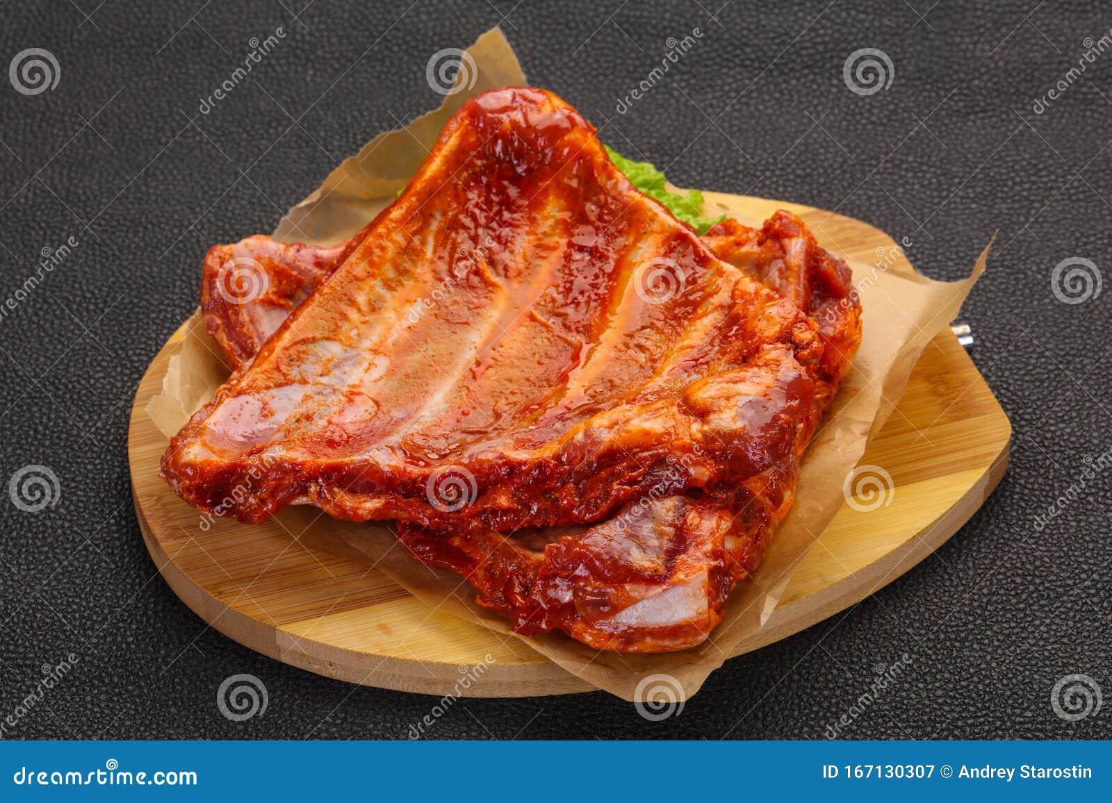 Raw marinated pork ribs stock image. Image of portion - 167130307