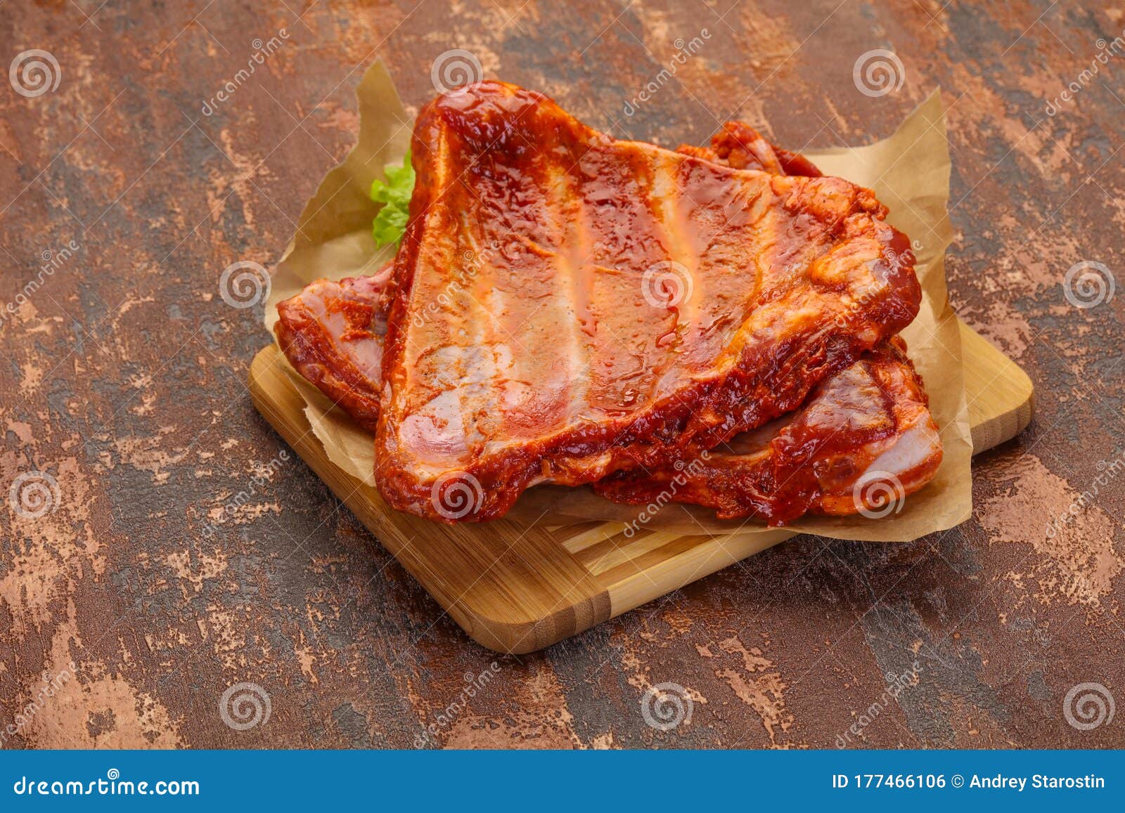 Raw marinated pork ribs stock photo. Image of grill - 177466106