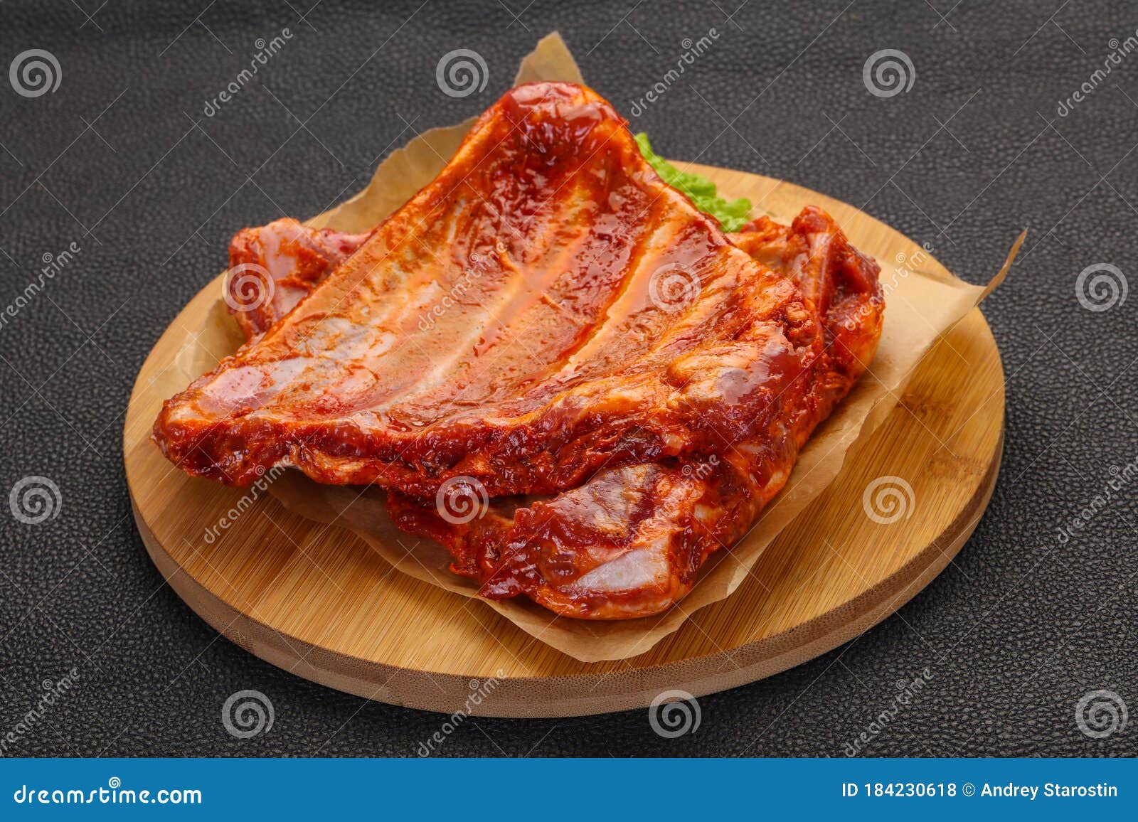 Raw marinated pork ribs stock photo. Image of chop, muscle - 184230618