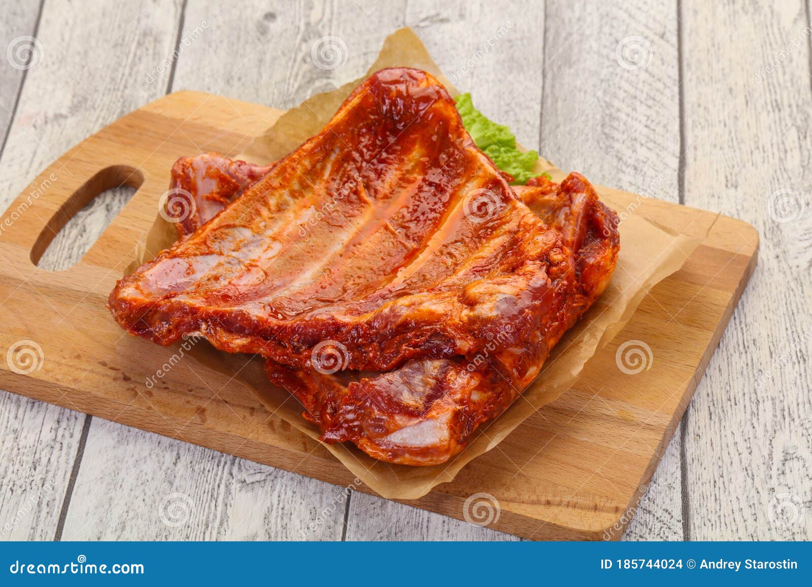 Raw marinated pork ribs stock photo. Image of cooking - 185744024