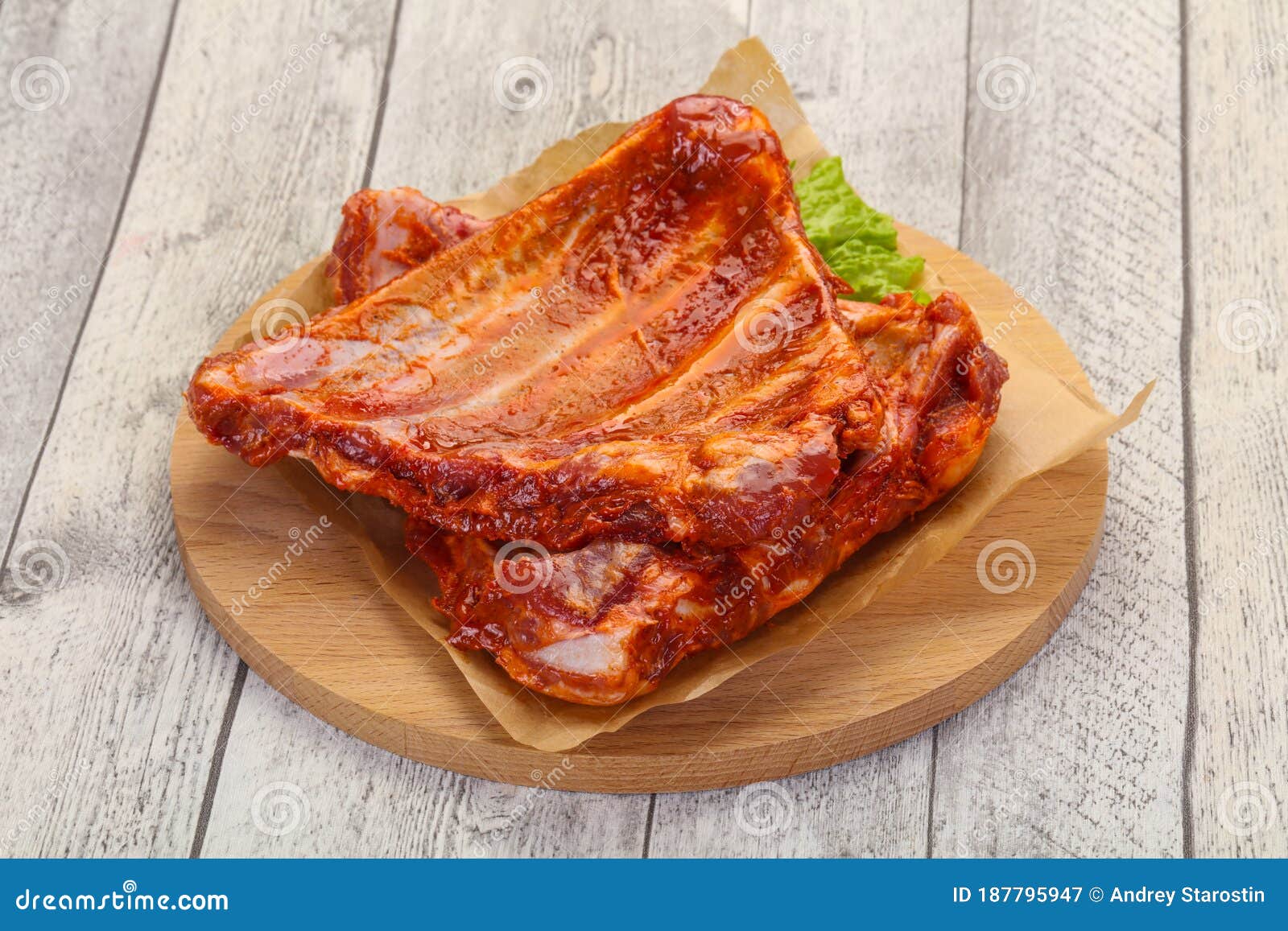 Raw marinated pork ribs stock image. Image of protein - 187795947