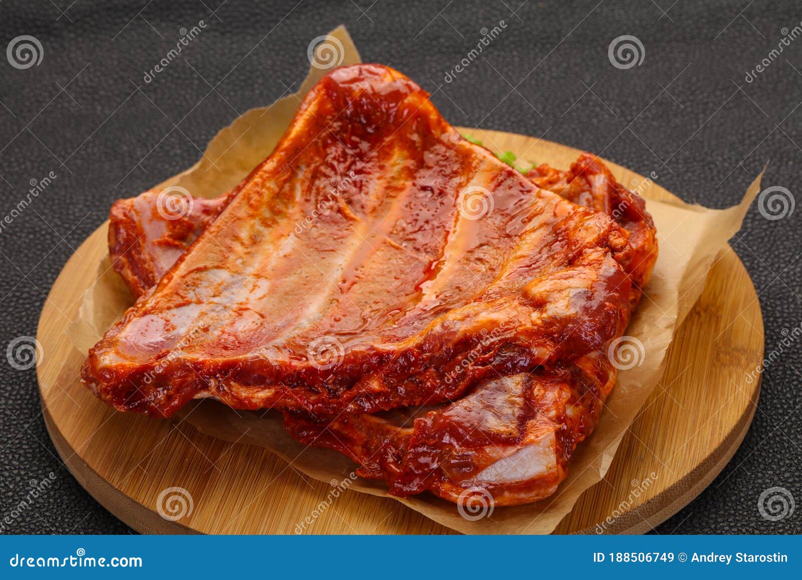 Raw marinated pork ribs stock image. Image of grill - 188506749