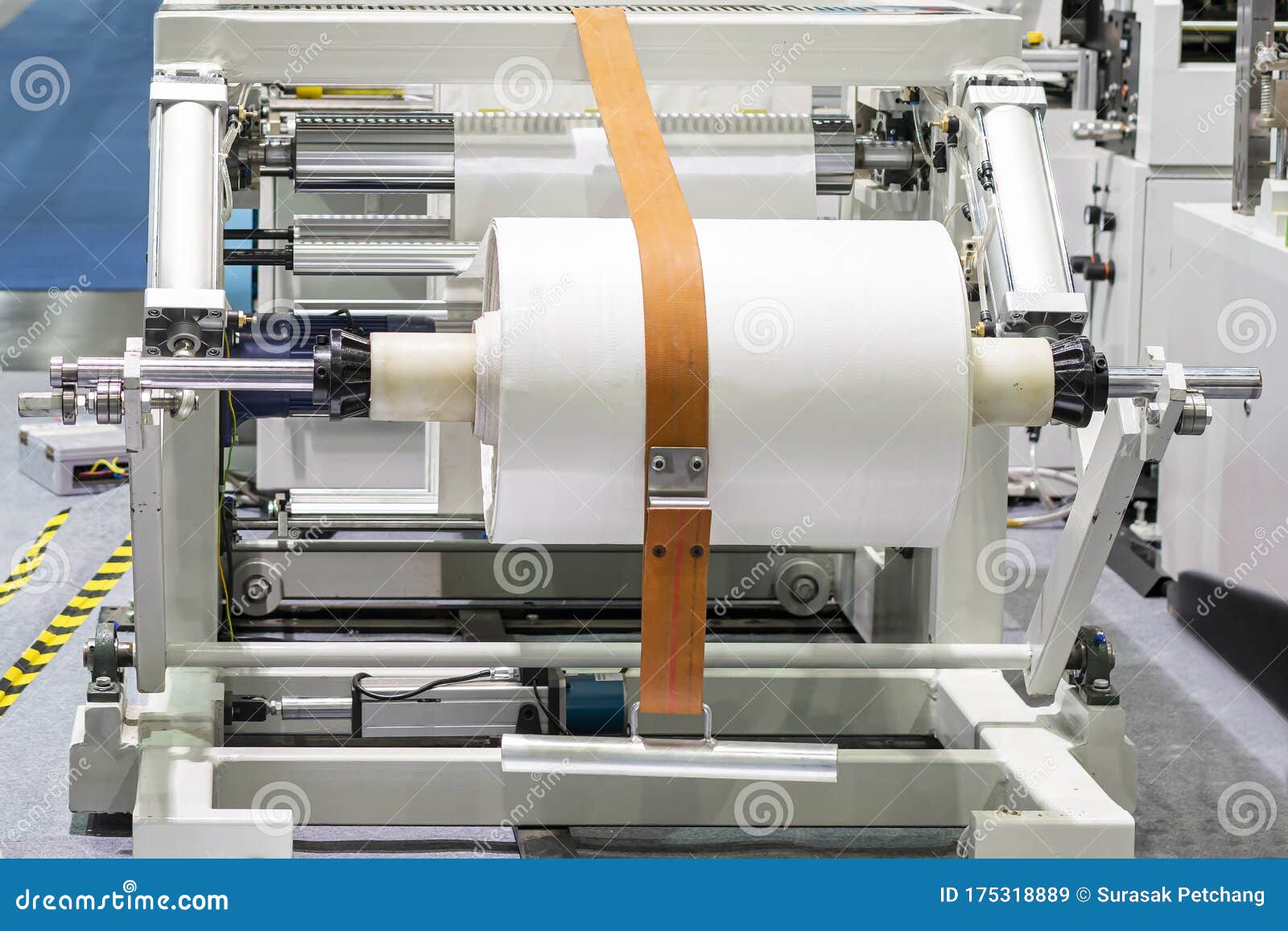 Raw Material Paper Sheet or Plastic Roll on Shaft Support Unit of ...
