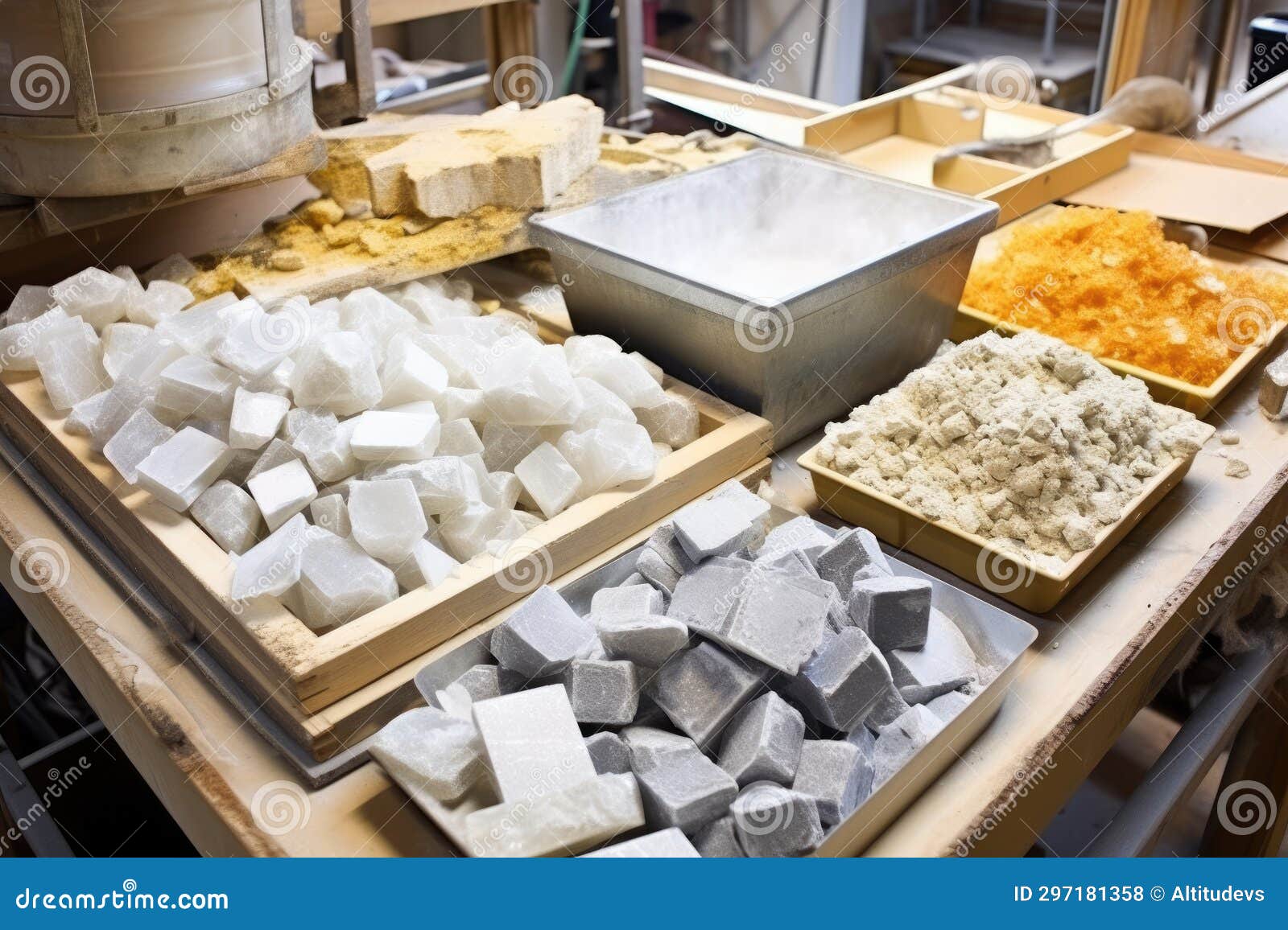 Raw Materials Being Processed into Various Shapes Stock Photo - Image ...